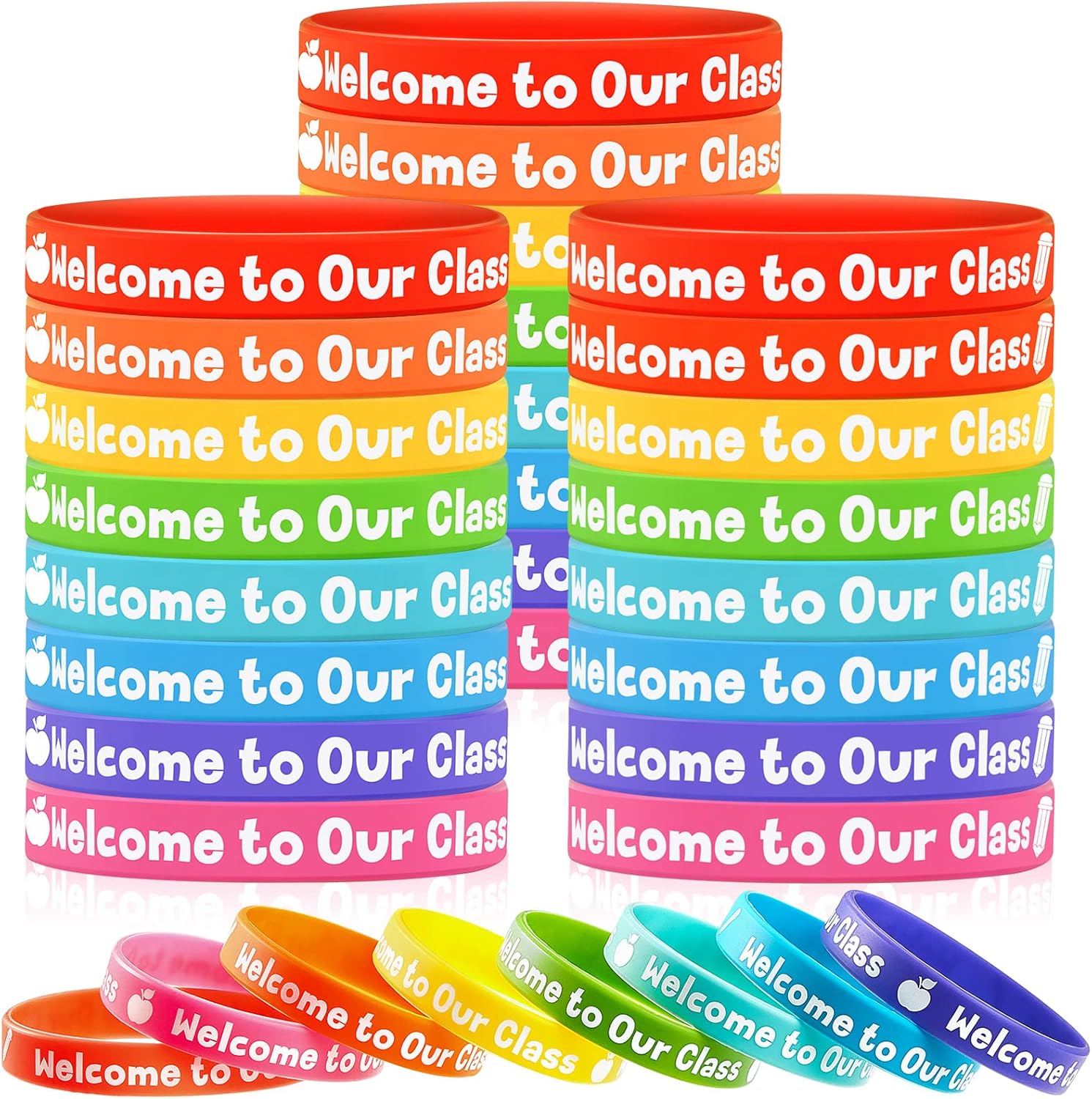 Amazon.com: Deekin 48 Pcs Welcome to Our Class Silicone Wristbands ...