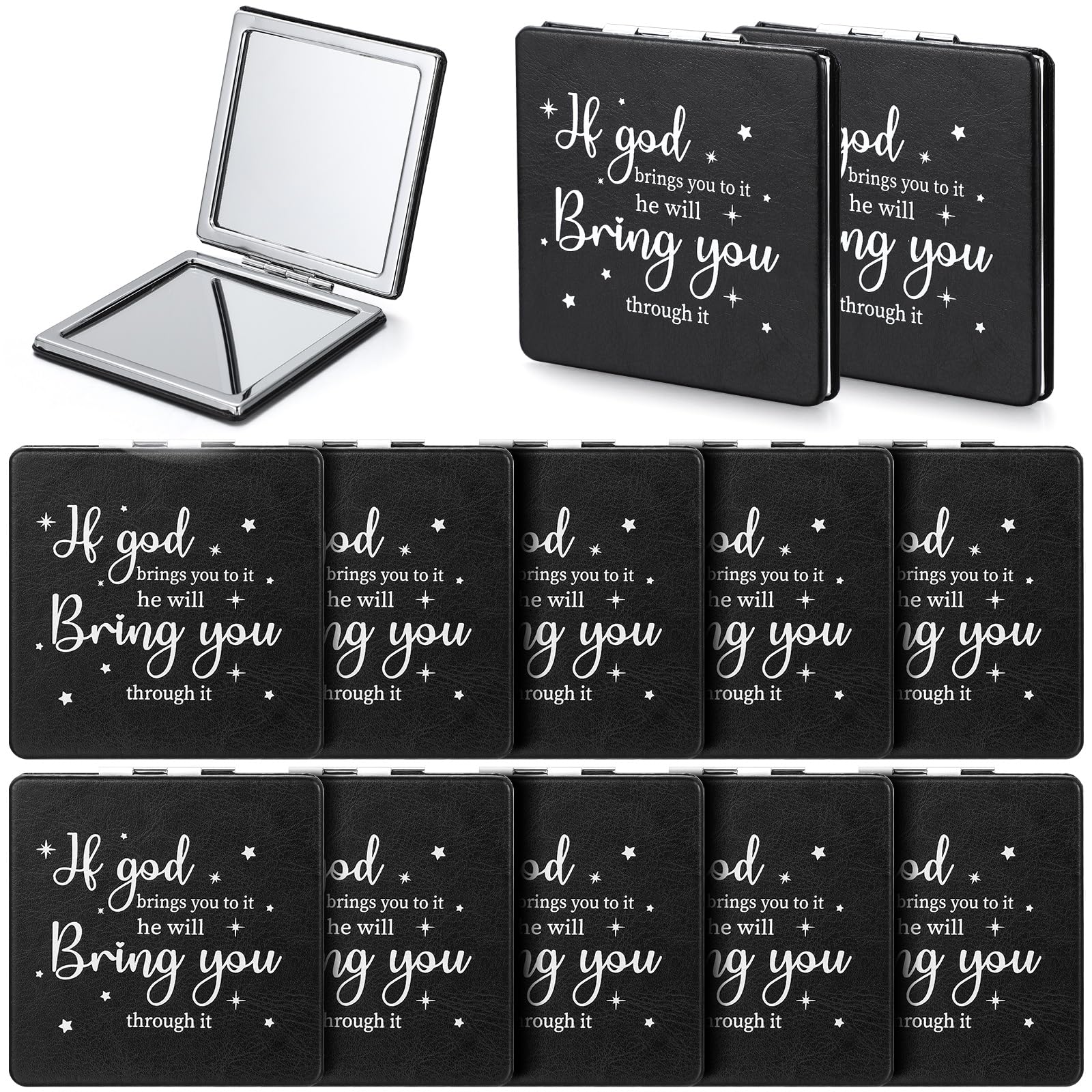Amazon.com: Qunclay 12 Pcs Christian Compact Mirror Bulk Inspirational ...
