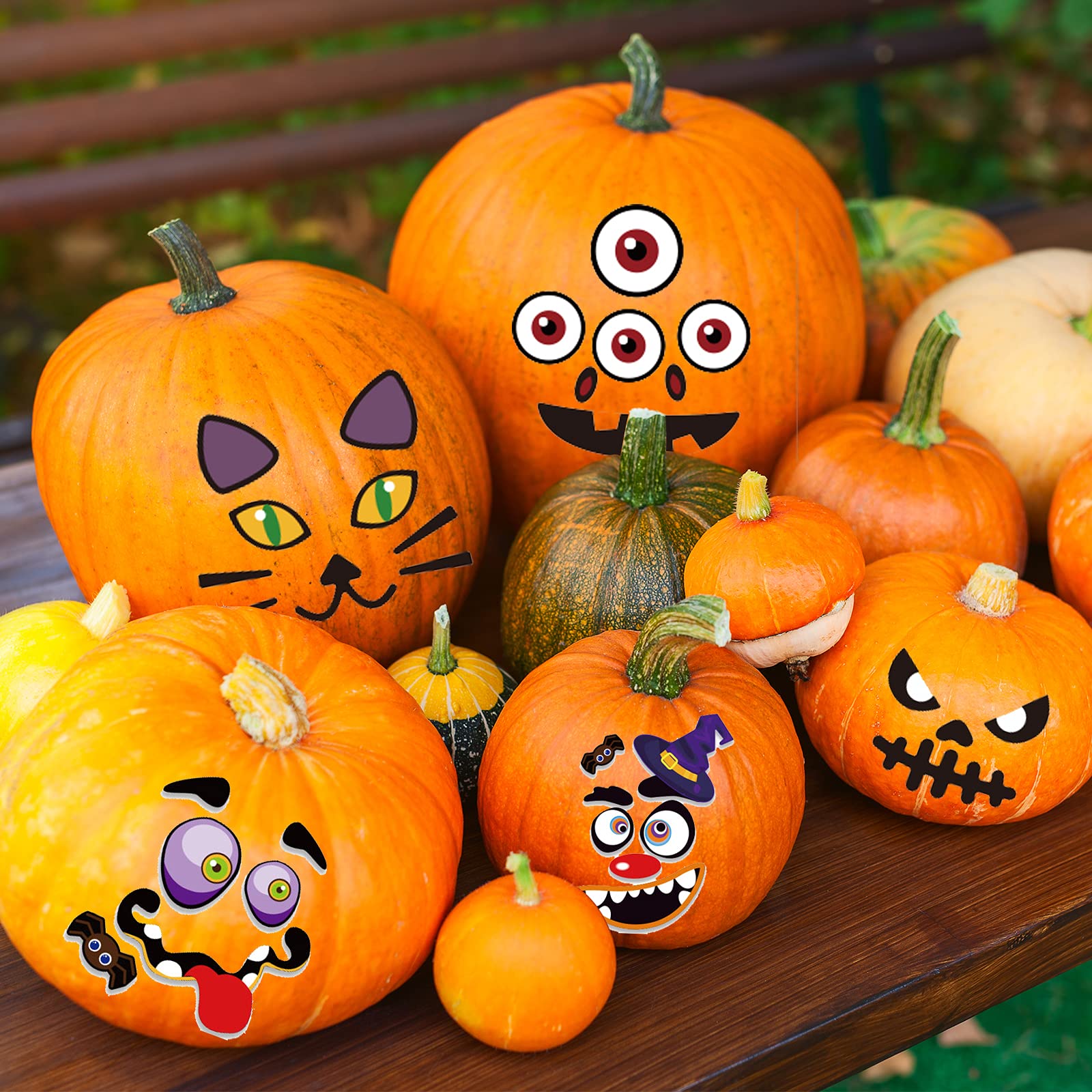 Snapklik.com : 60 Pack Halloween Pumpkin Decorating Stickers, 16 Sheets ...