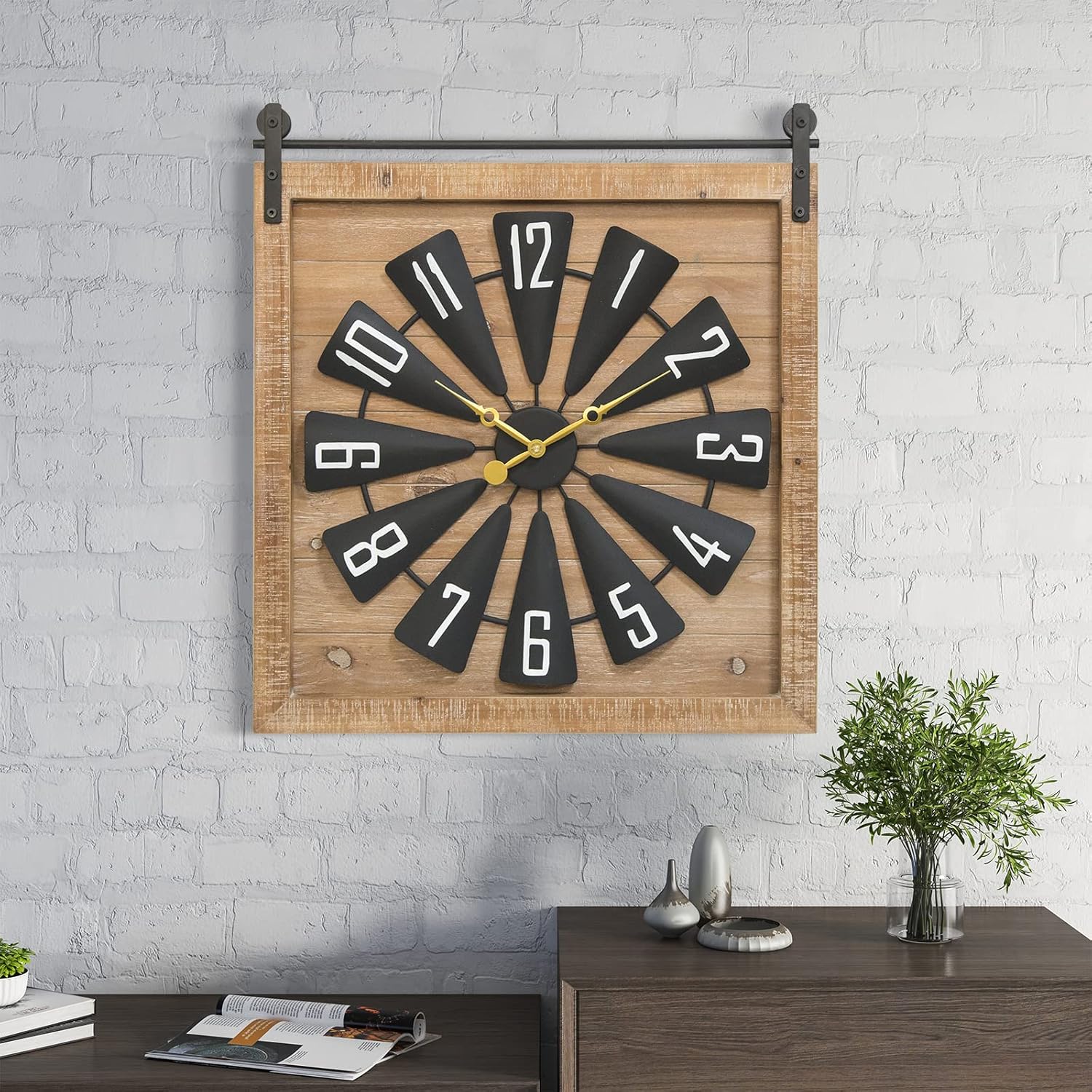 Amazon.com: THCISL Large Farmhouse Wall Clock, Farmstead Barn Door Wall ...