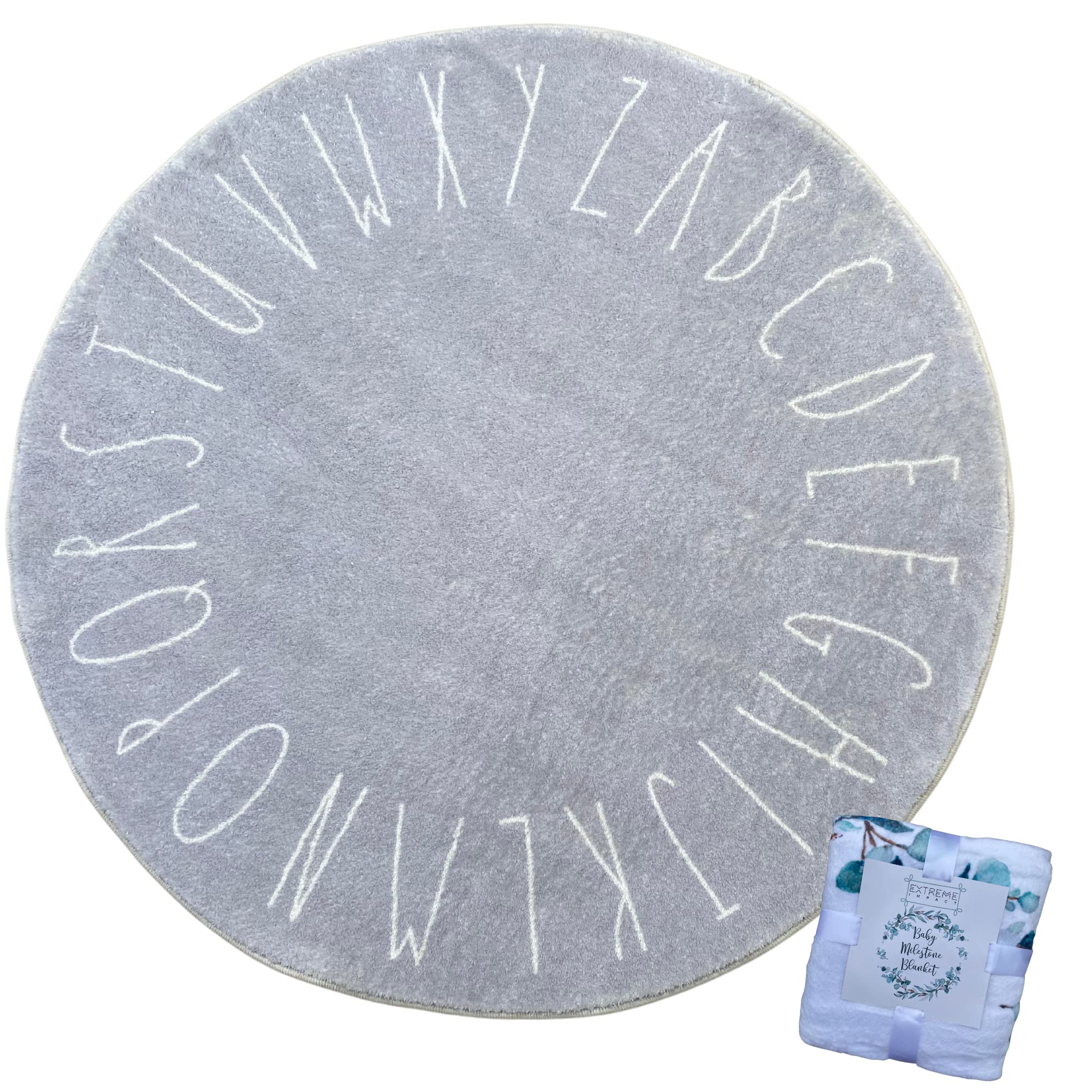 Extreme Impact ABC Round Baby Rug for Nursery - Large Alphabet Kids ...