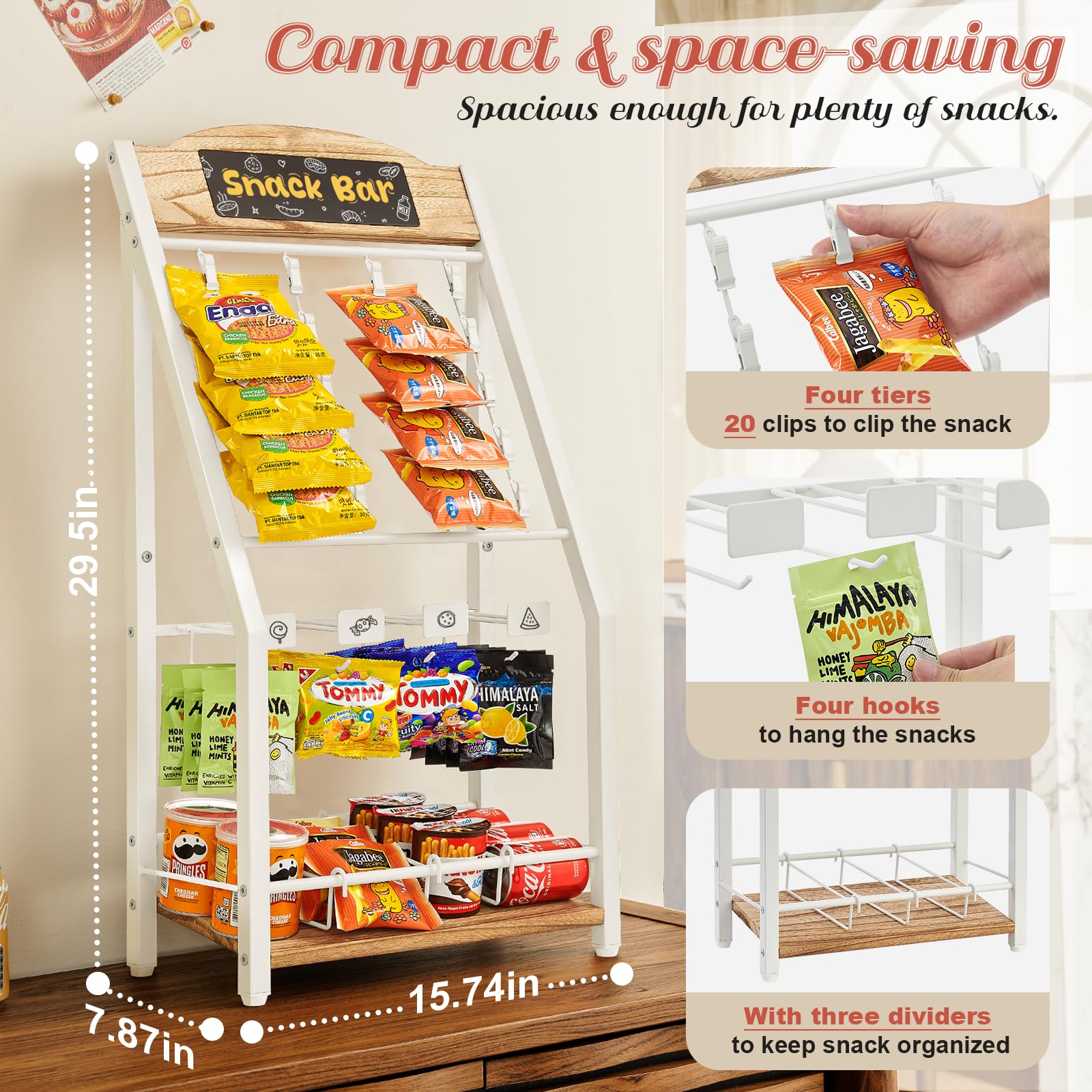 Snapklik.com : Chip Rack Display Stand, 4 Tiers 20 Clips Snack ...