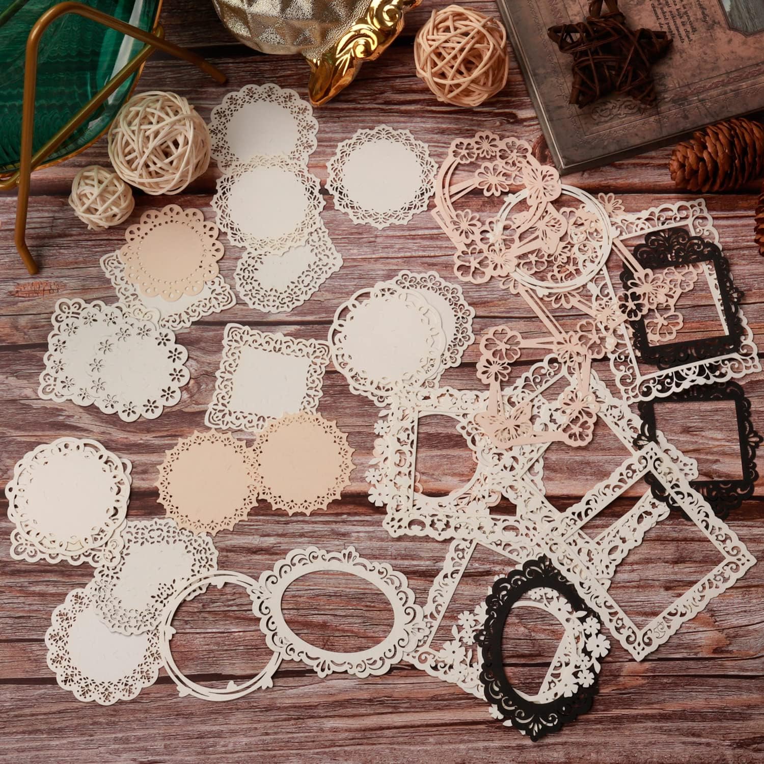 DREMISI 40 Pcs Vintage Scrapbooking Supplies Lace Scrapbook Paper ...
