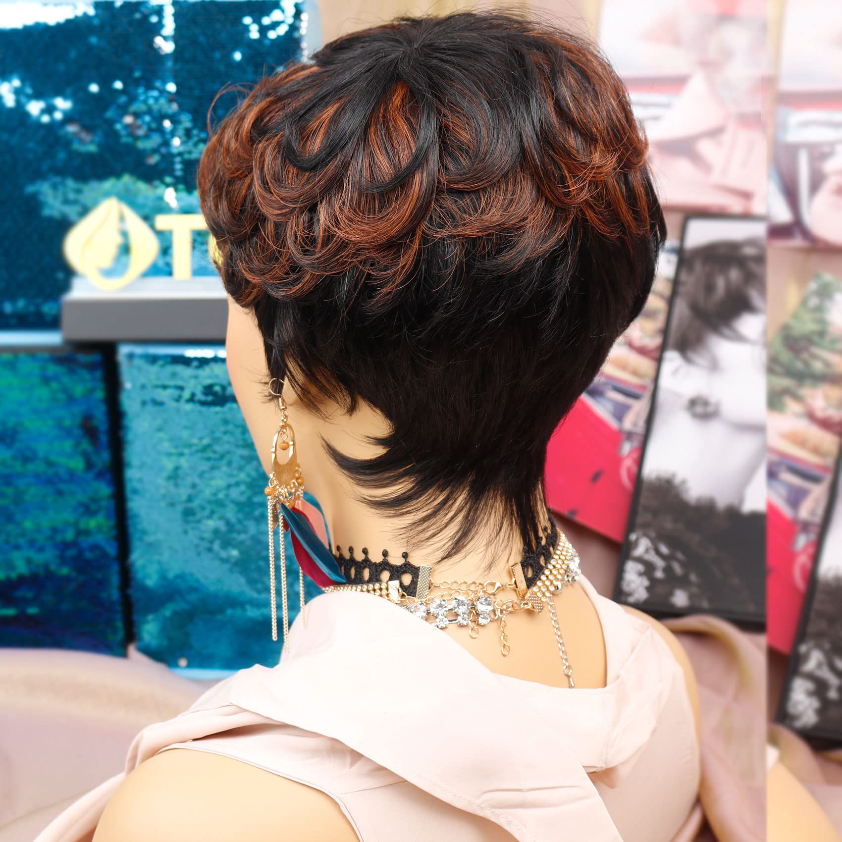 Tgezer Pixie Cut Wig Human Hair Short Wigs for Black Women Human Hair ...