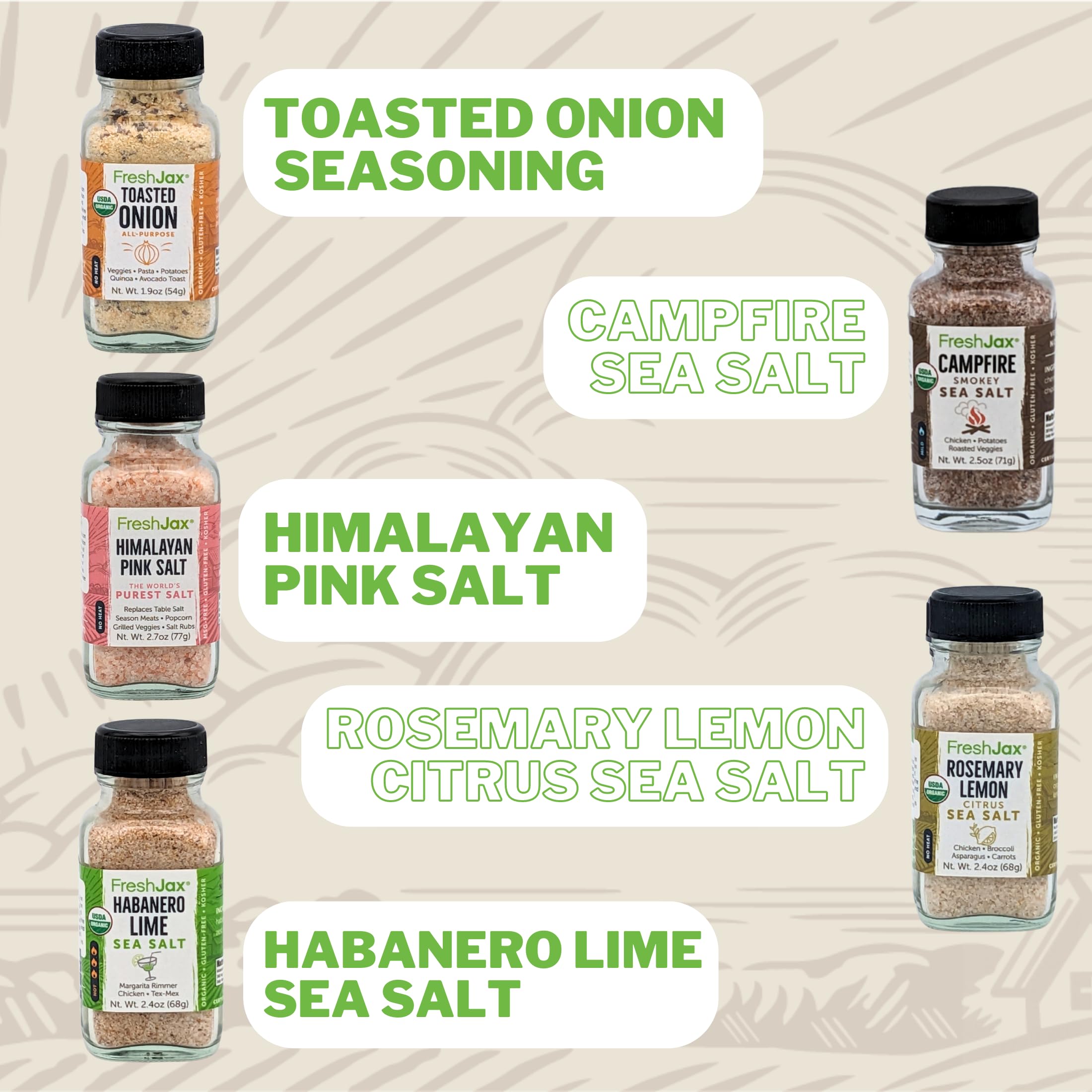 Snapklik.com : Sea Salt Organic Spice Kit 10 Sampler Bottles Ultimate ...