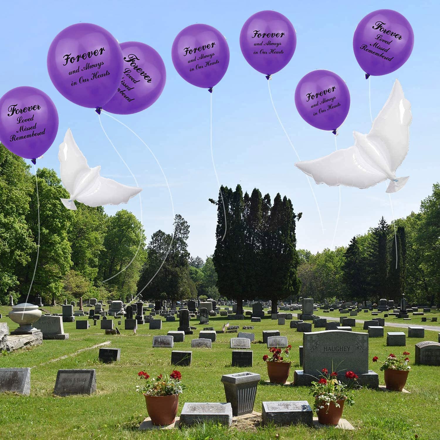 Buy 20 Pieces Purple Memorial Balloons Funeral Remembrance Balloons and ...