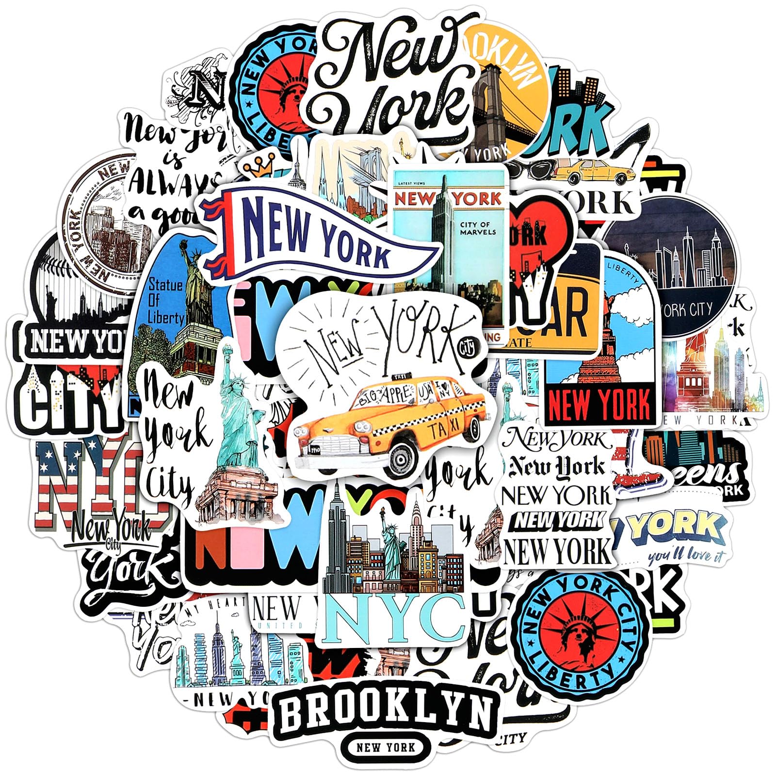 Amazon.com: Janlaugh 200 Pcs New York Stickers Vinyl Waterproof ...