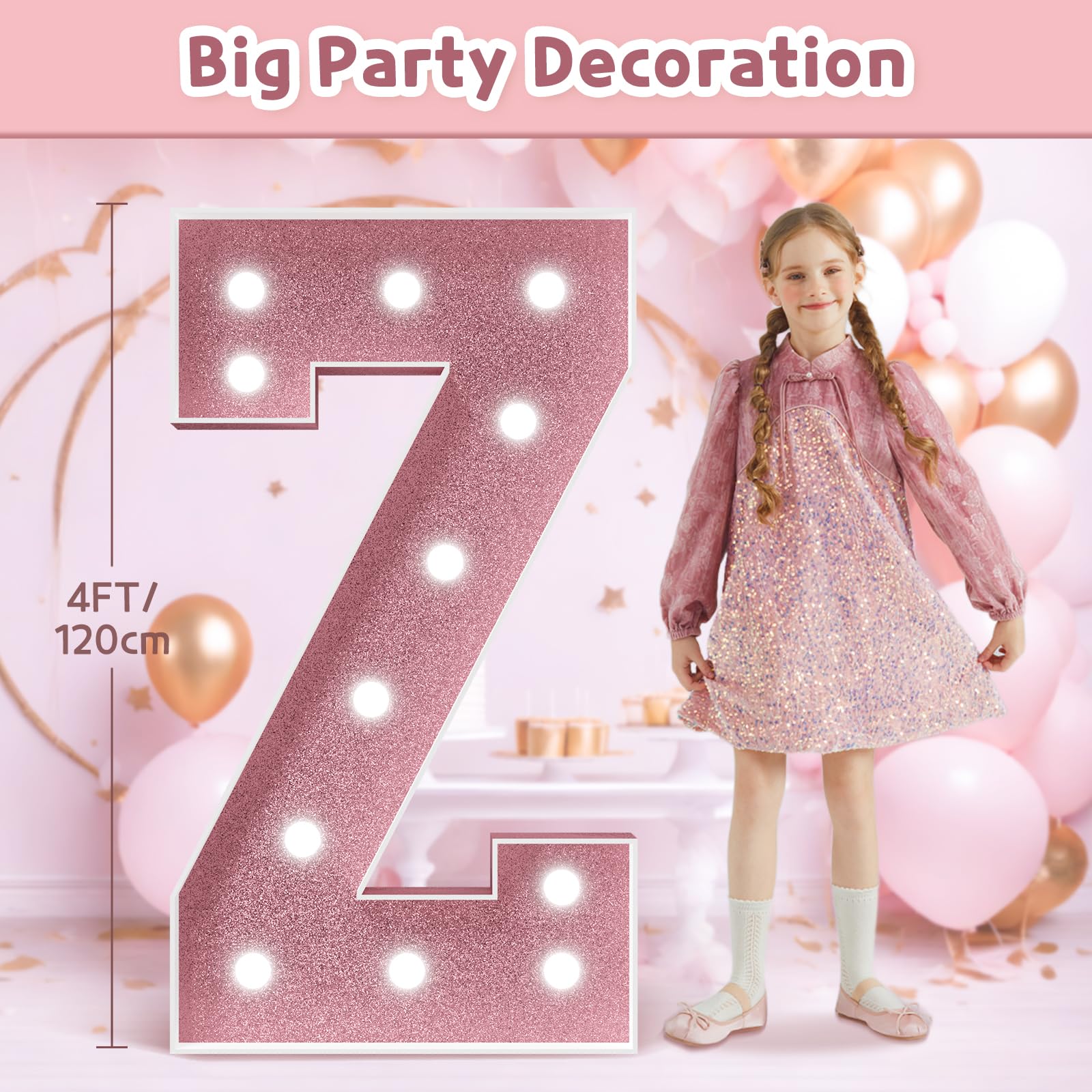 Snapklik.com : Marquee Letters Rose-Gold Birthday Decorations: Large 4 ...