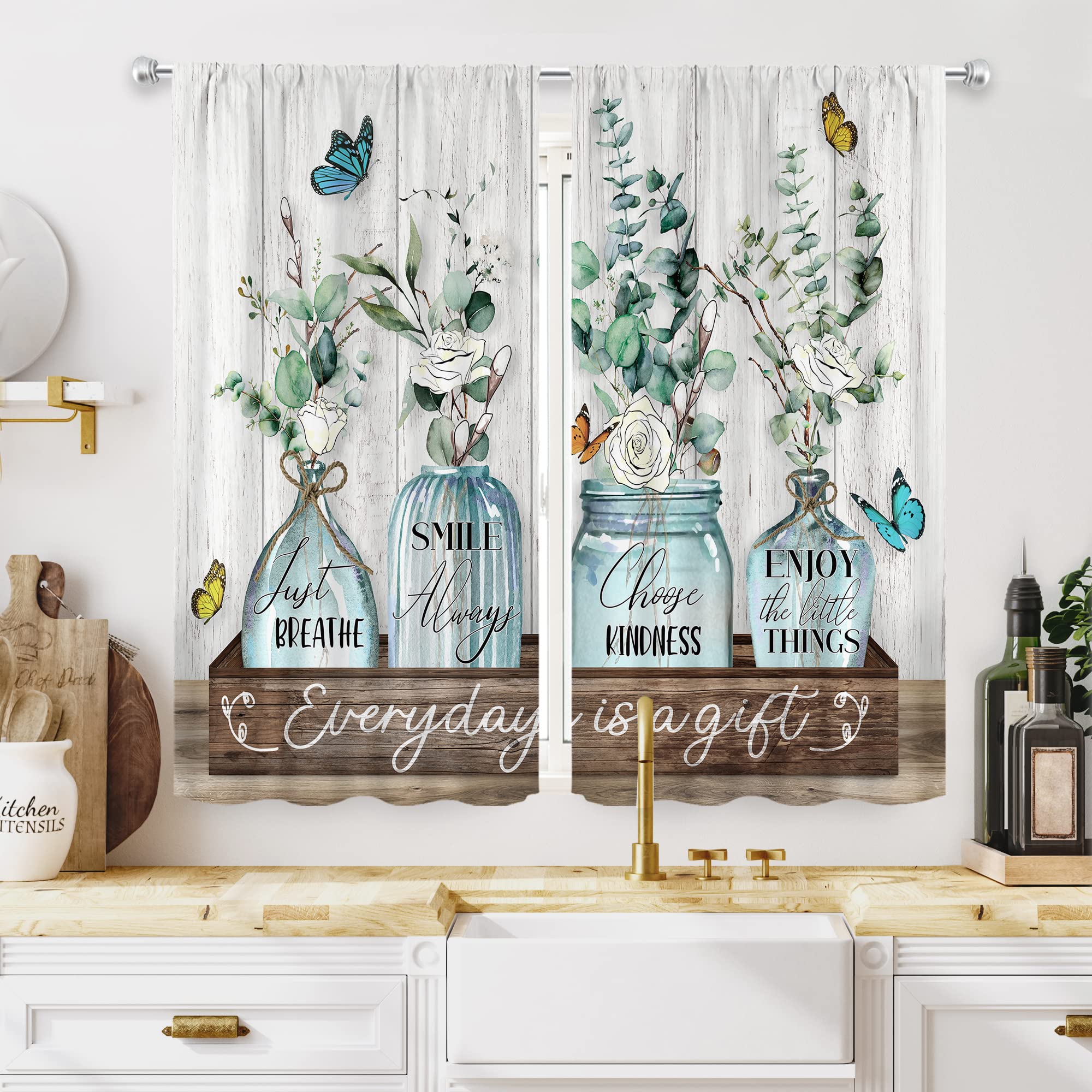 Rustic Country Kitchen Curtains Linen Valance For Kitchen Window,