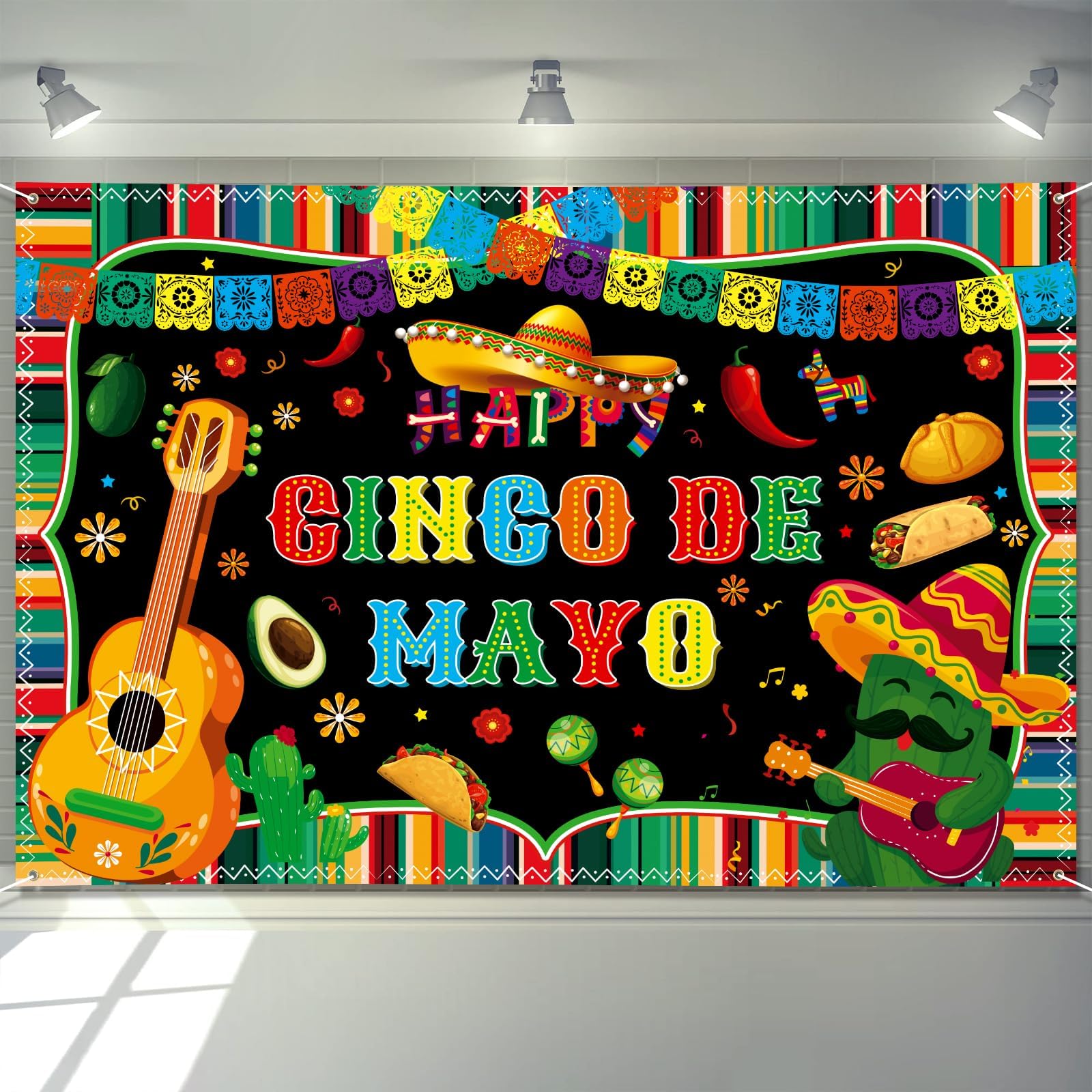 Amazon.com : Purple Cinco De Mayo Photo Backdrop 5 De Mayo Banner ...