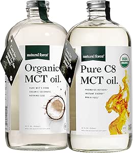 Amazon.com: Natural Force Organic Pure C8 + Organic MCT Oil Bundle – USDA Organic, Non GMO, 100% ...