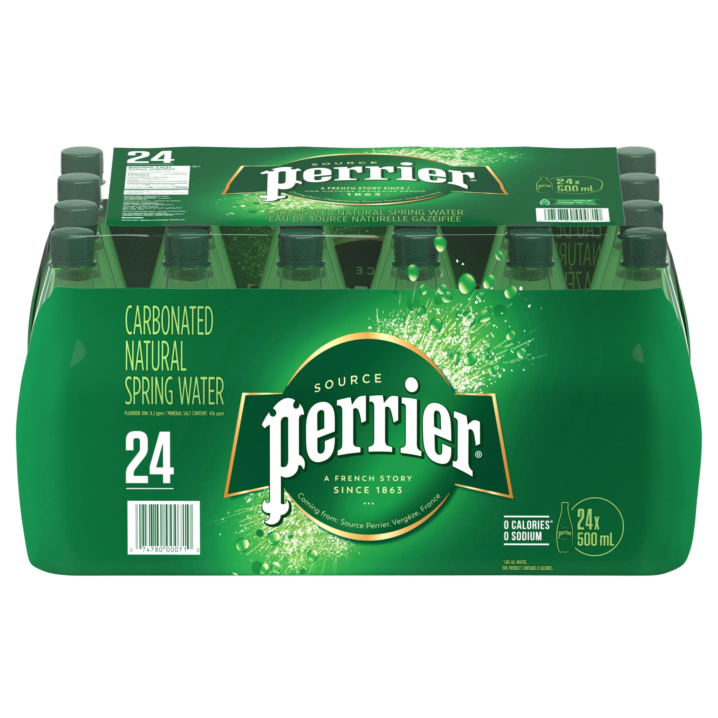 Perrier Carbonated Natural Spring Sparkling Water, Original, 500mL ...