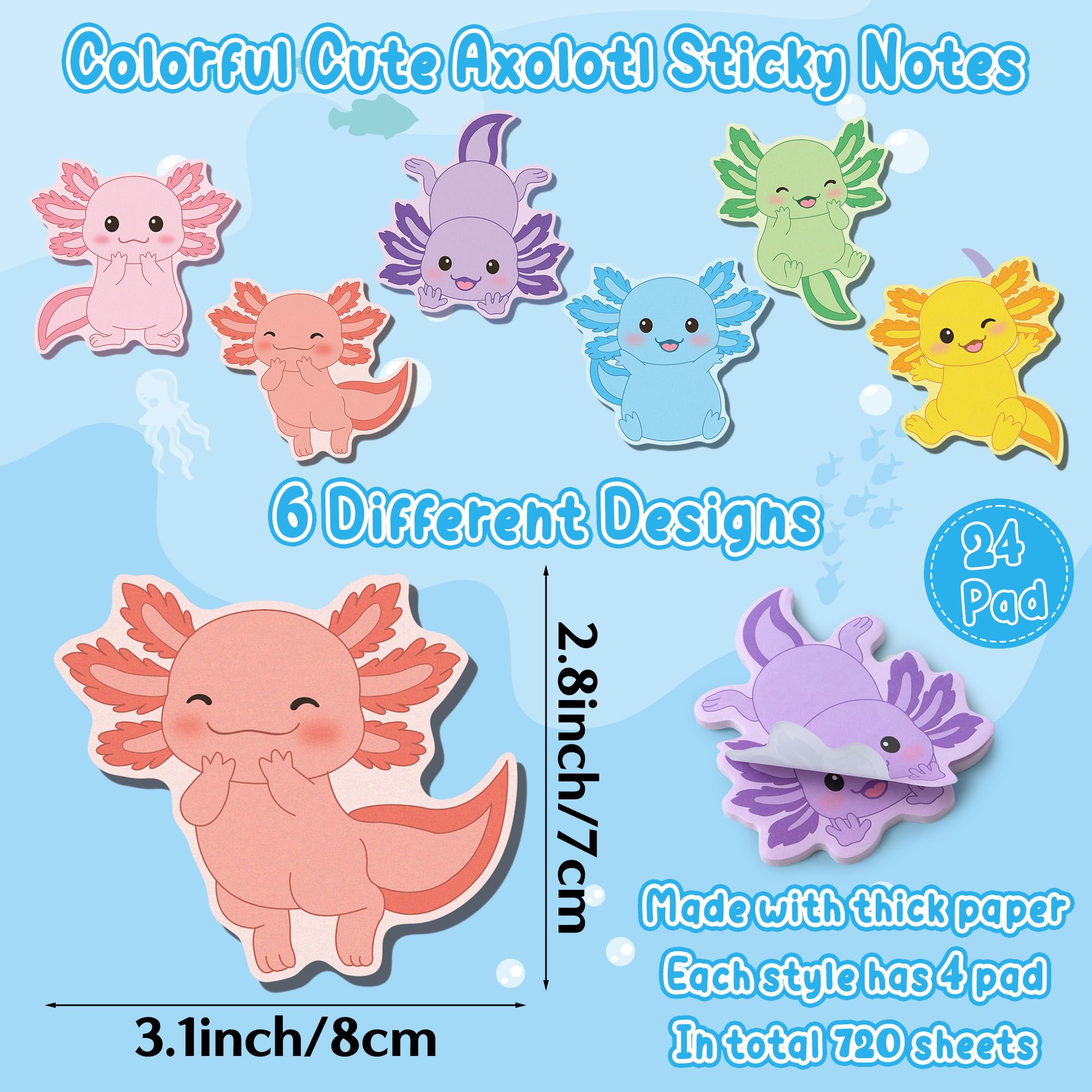 Classroom Gifts 12Pcs Axolotl Squeeze Pens Stress Relief Set With ...