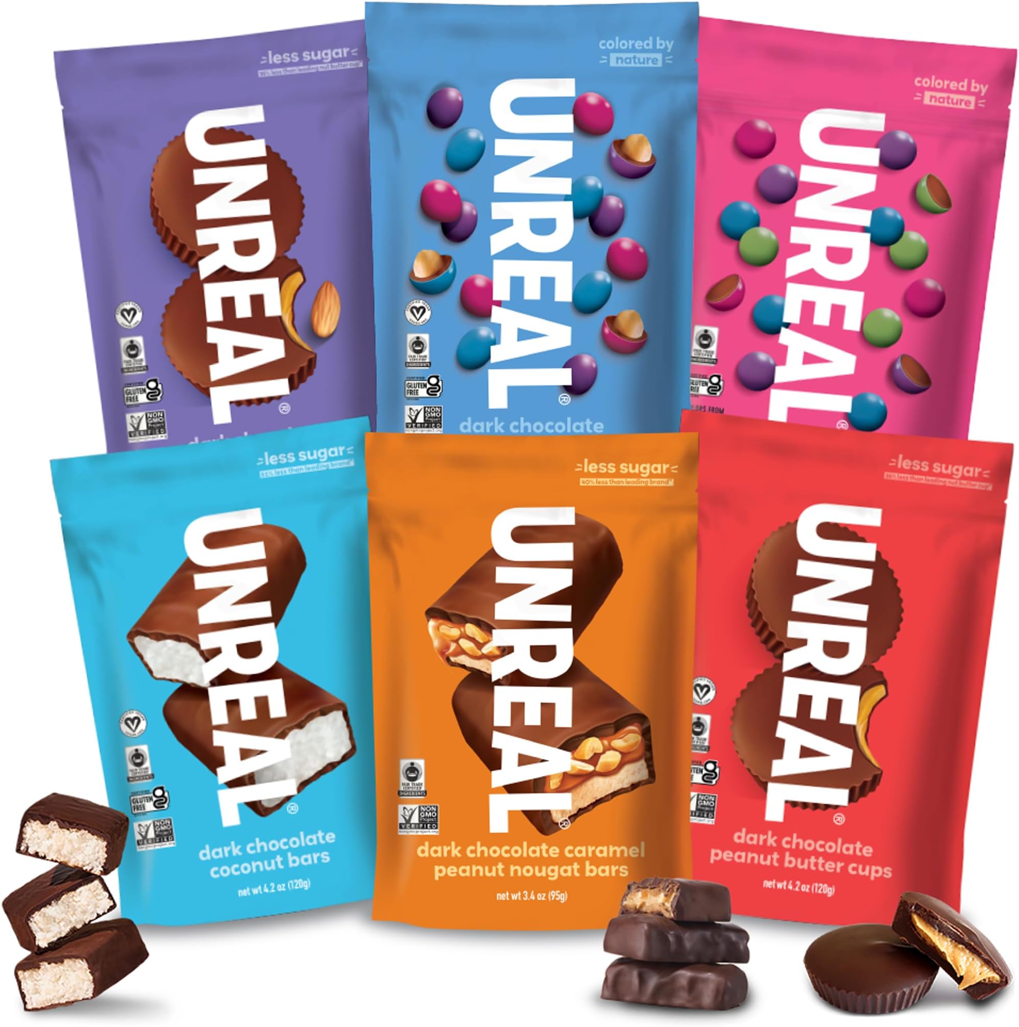 Amazon.com : UNREAL Complete Variety Pack (6 Bag Sampler) | Less Sugar ...