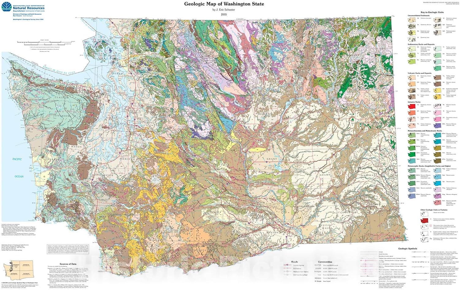 Amazon.com: Historic Pictoric Map : Geologic map of Washington State ...