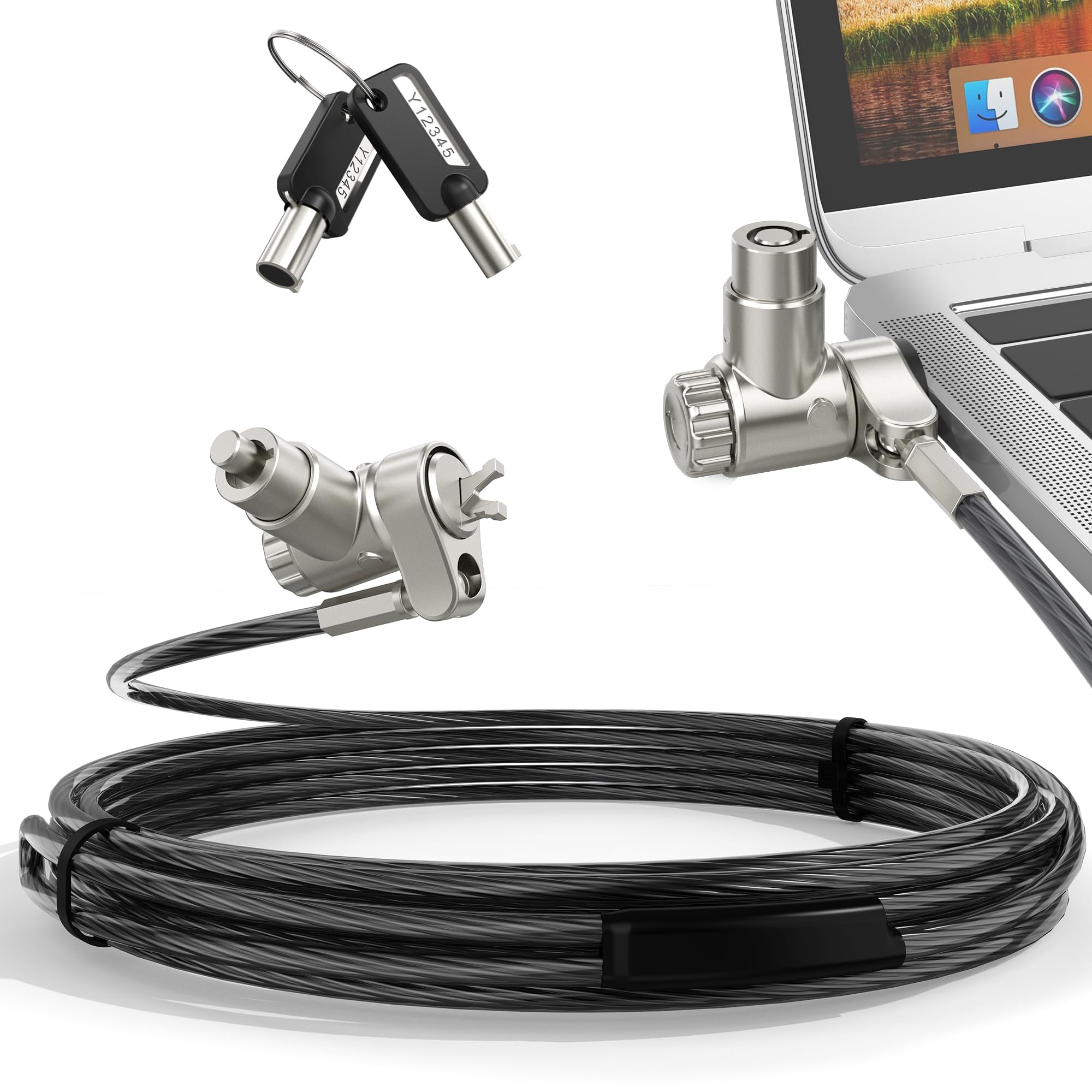 Laptop Security Locks AboveTEK 3-in-1 Universal Laptop Cable Lock ...