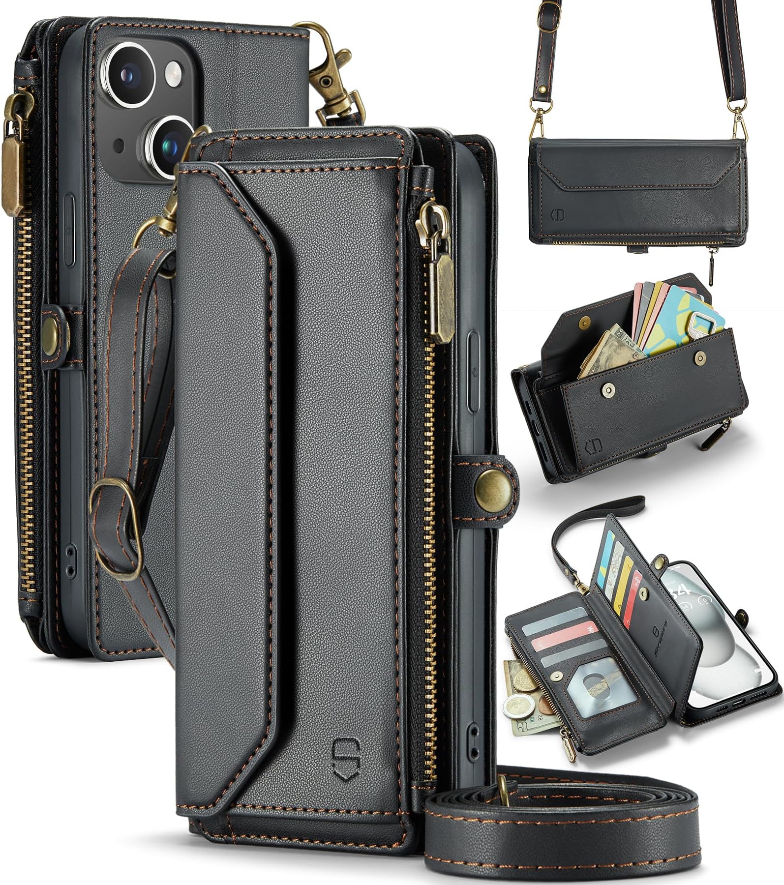 Amazon.com: Strapurs Crossbody for iPhone 15 Plus Wallet Case【RFID ...