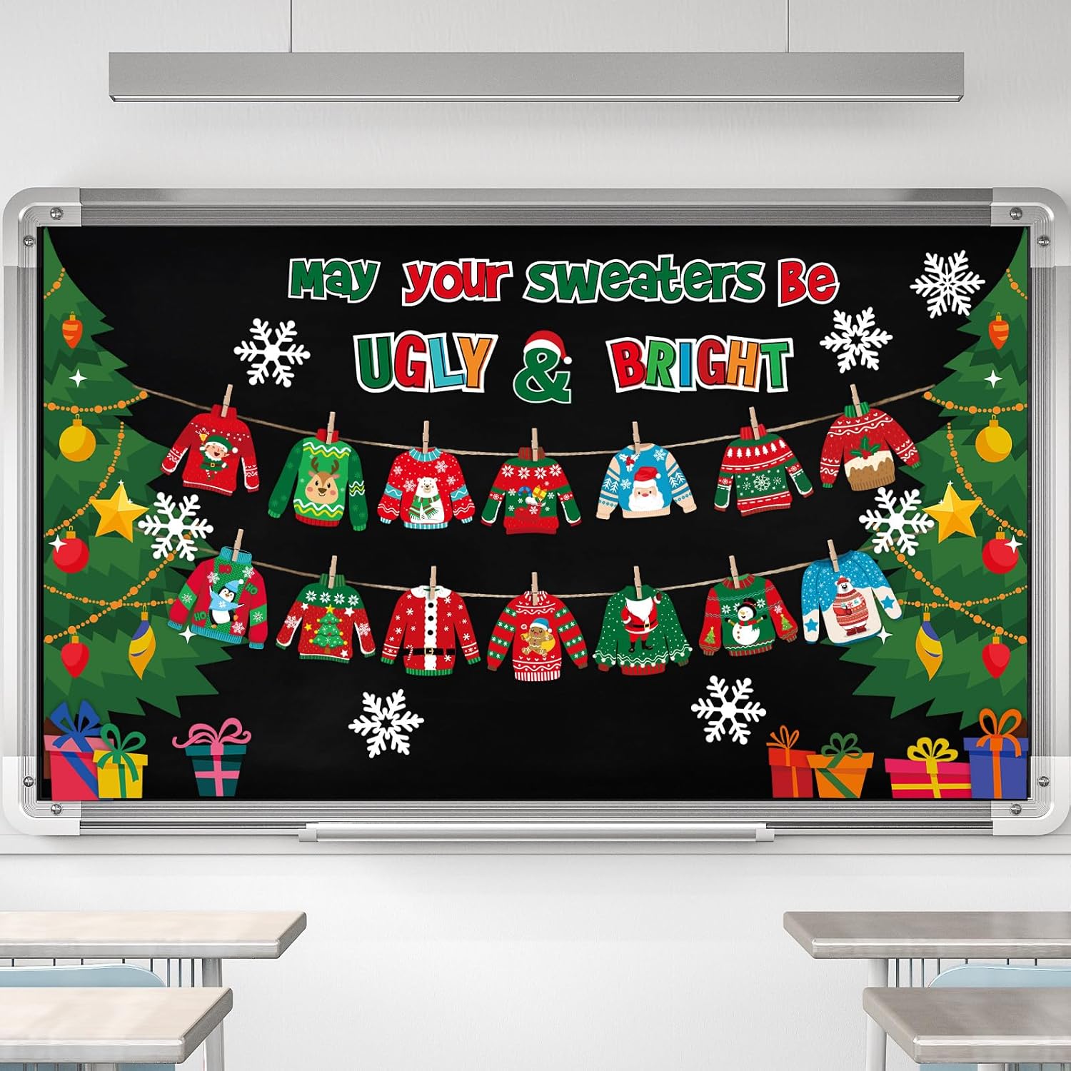 Amazon.com : Pasimy Christmas Bulletin Board Decorations Set Ugly ...