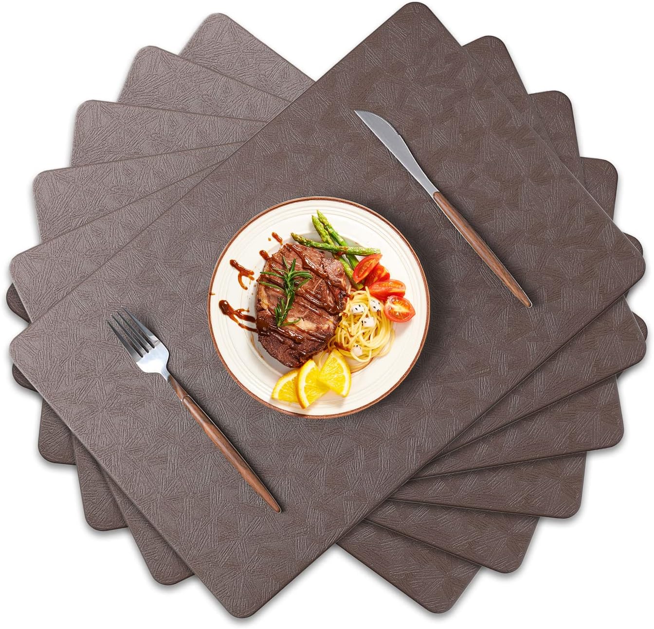 Amazon.com: Tennove Placemats Set of 6 Faux Leather Place Mats Heat ...