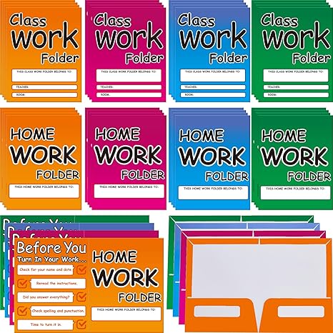 Amazon.com : Chuangdi 32 Pcs Homework Folders with Pocket and Classwork ...