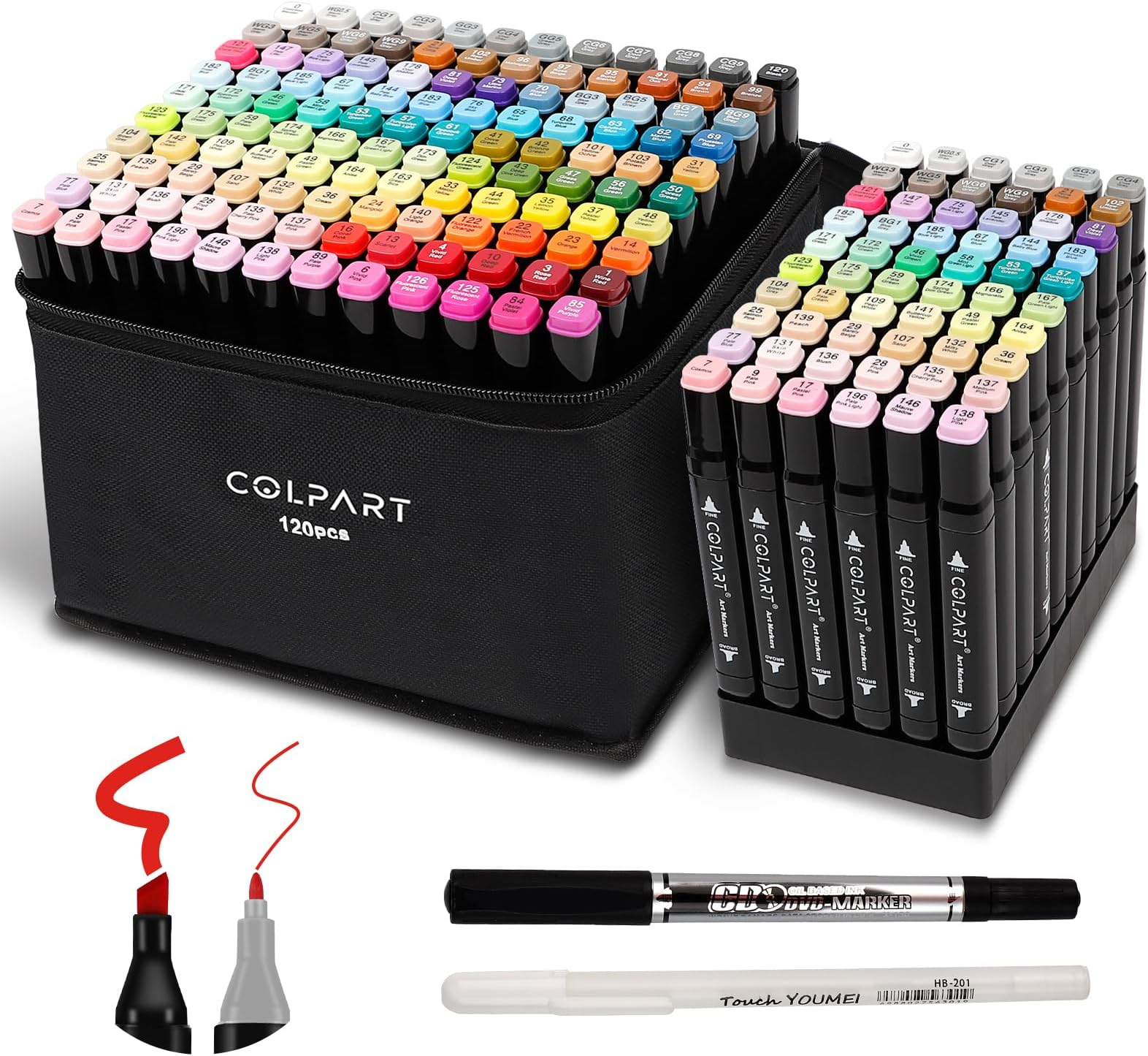 colpart Dual Tip Alcohol Marker Pens For Drawing 120 Color,Permanent ...
