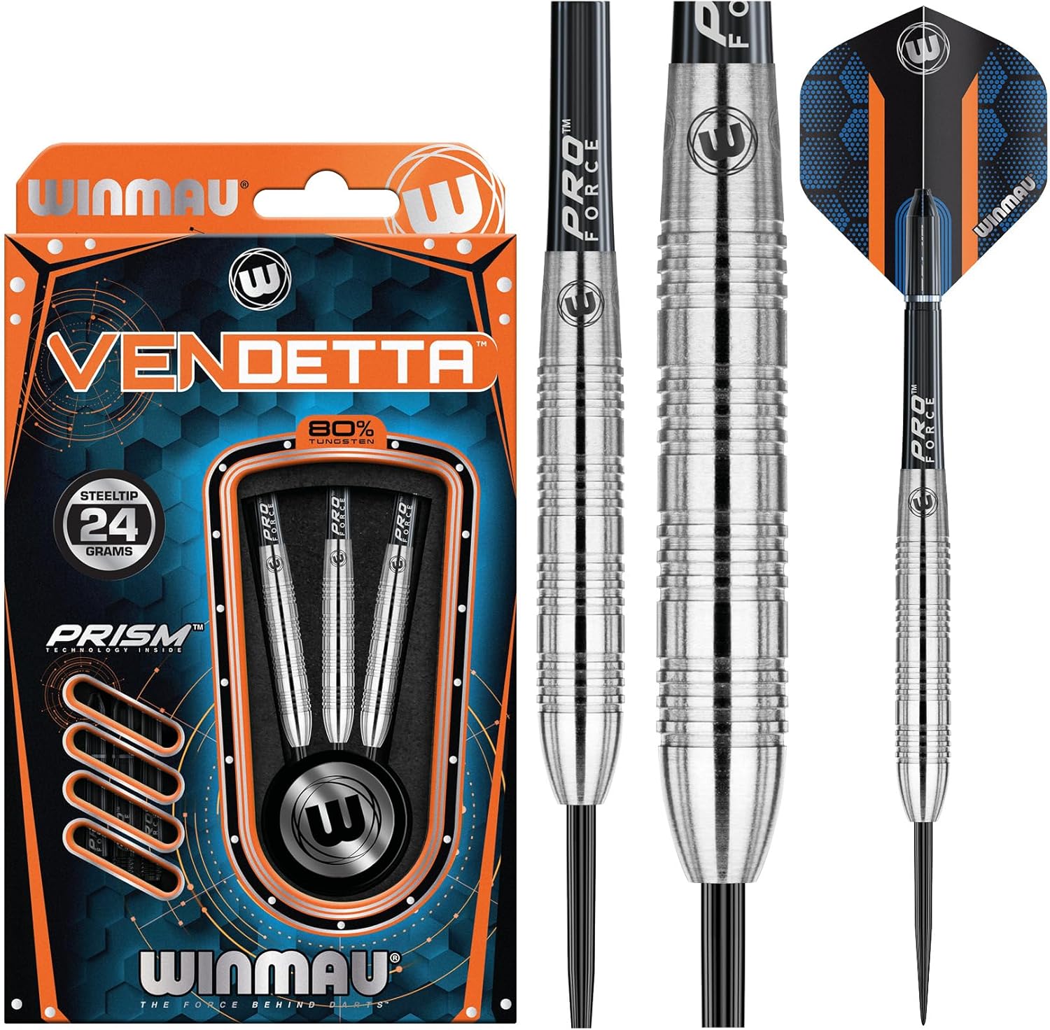 WINMAU Darts - Vendetta 24g 80% Tungsten Darts Set – High-Density ...