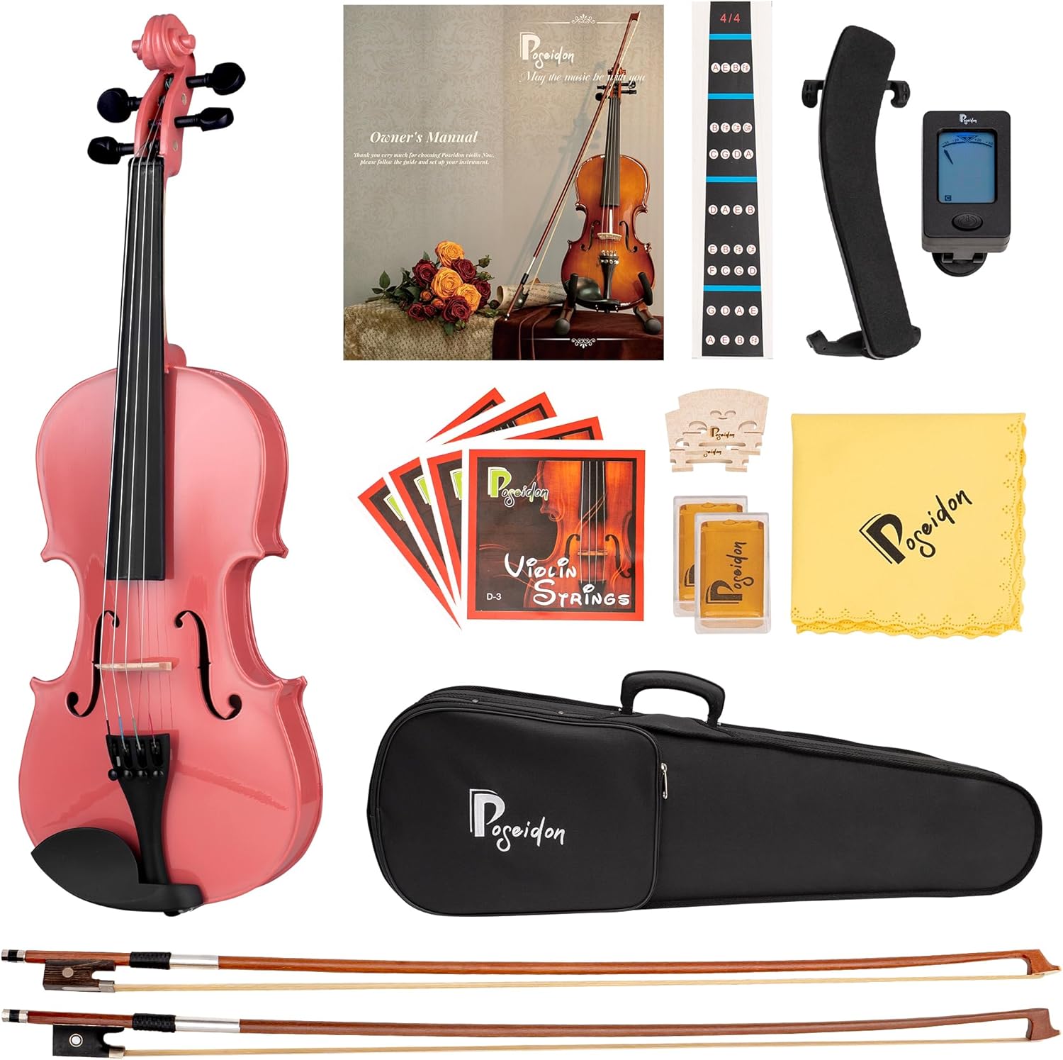 Poseidon Pink Violin 1/2 Size Set, Violin for Kids, Girls Violin with ...