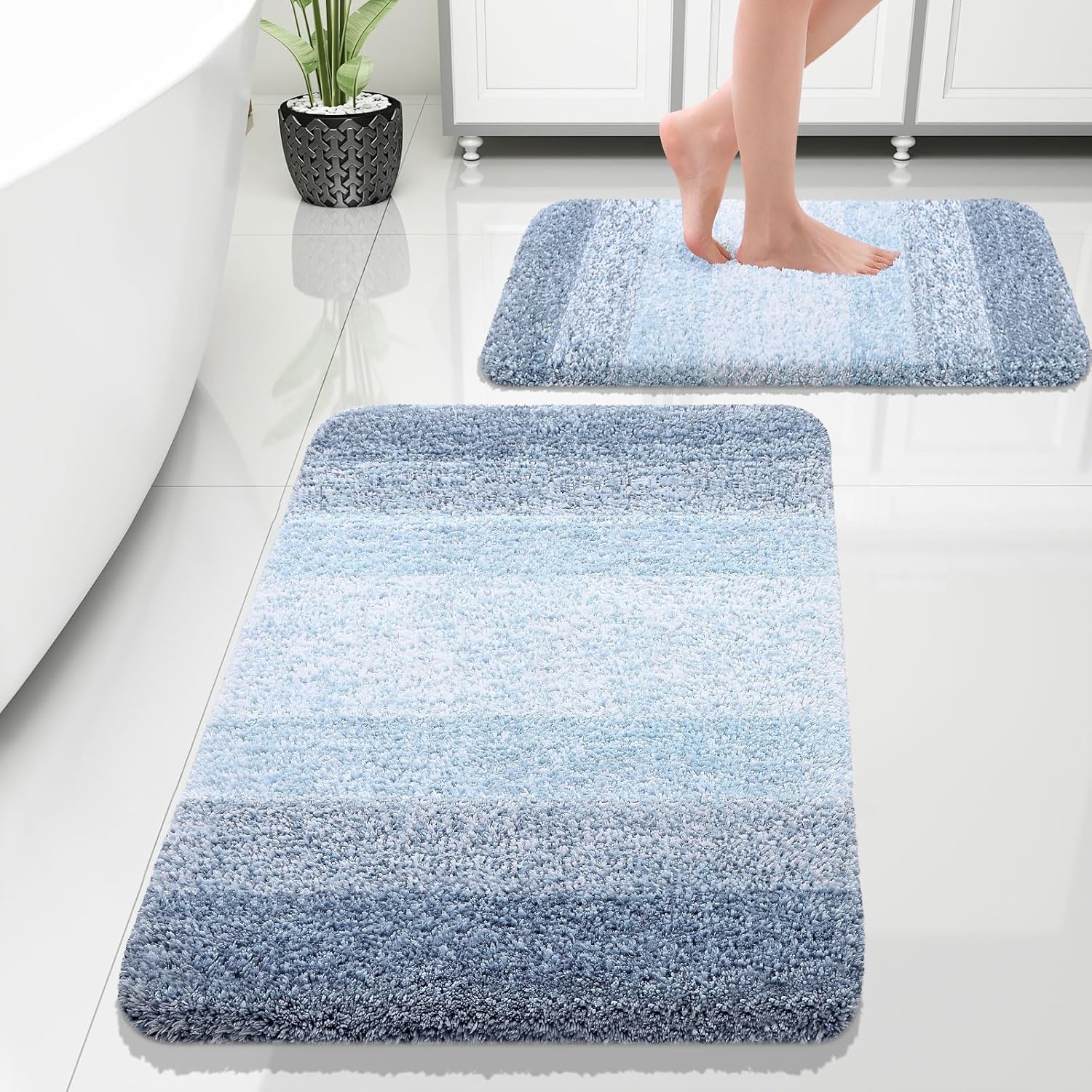Amazon.com: OLANLY Luxury Bathroom Rug Set 2 Piece, Soft Absorbent ...