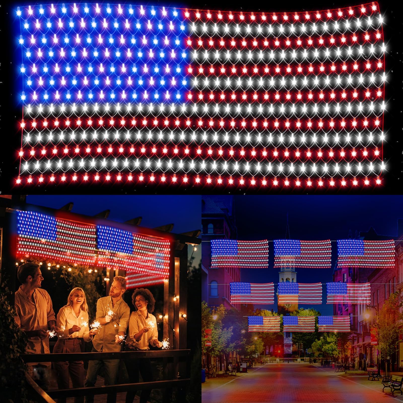 Twinkle Star American Flag Patriotic Lights (Super Larger & Safer ...