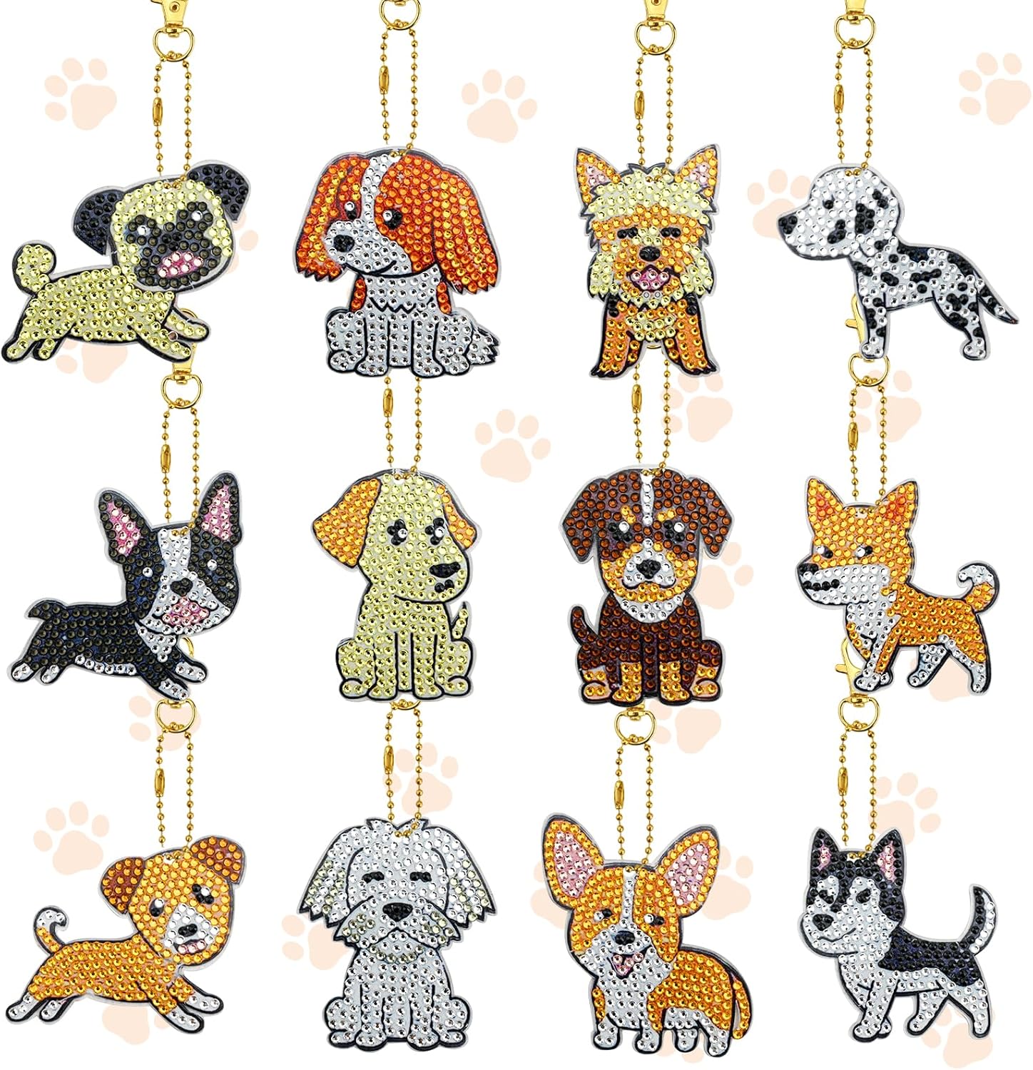 Jodsen 12 Pcs 5D DIY Diamond Painting Keychains,Dog Double Sided Mosaic ...