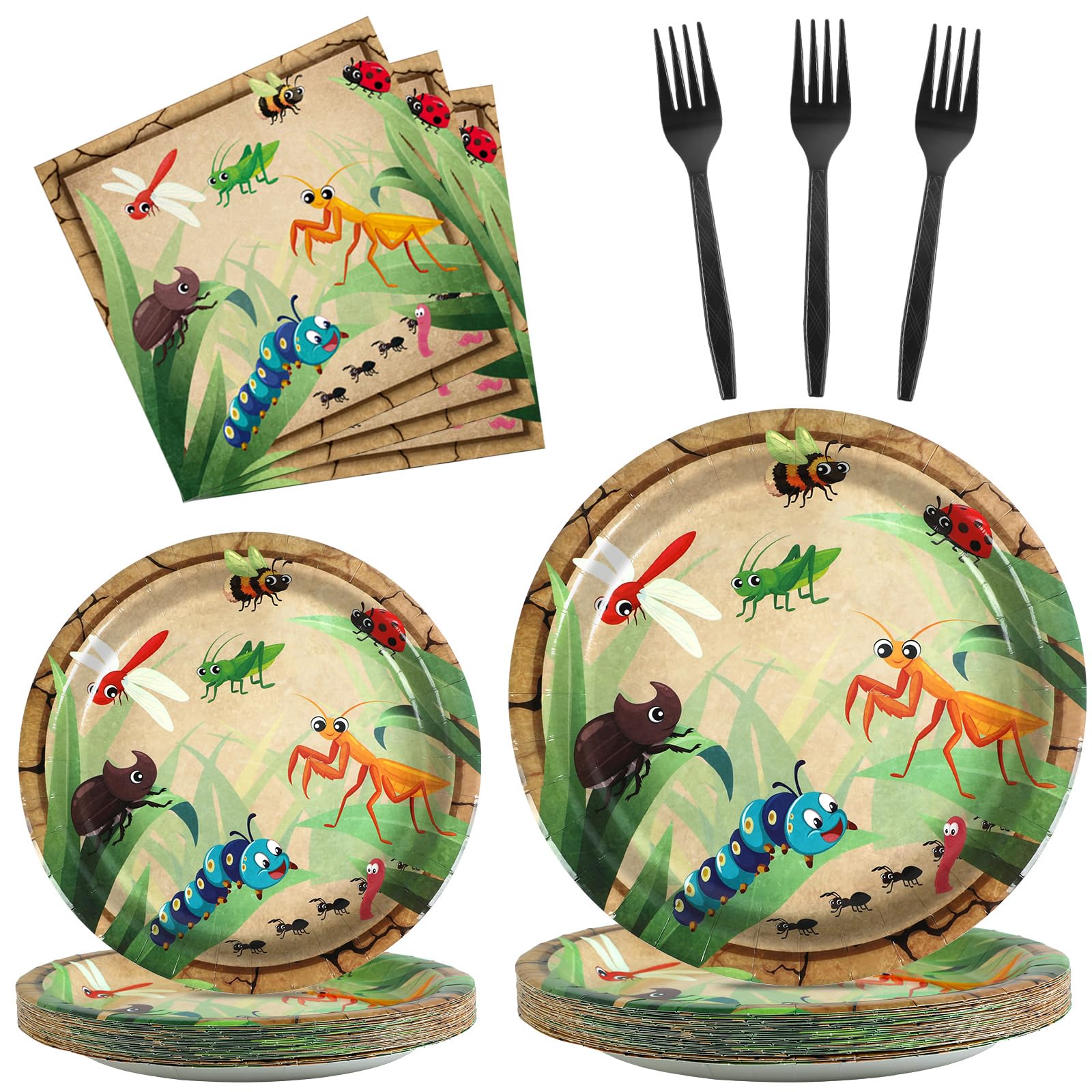 Amazon.com: Qyeahkj 100 Pcs Bug Party Plates Napkins Supplies, Spring ...