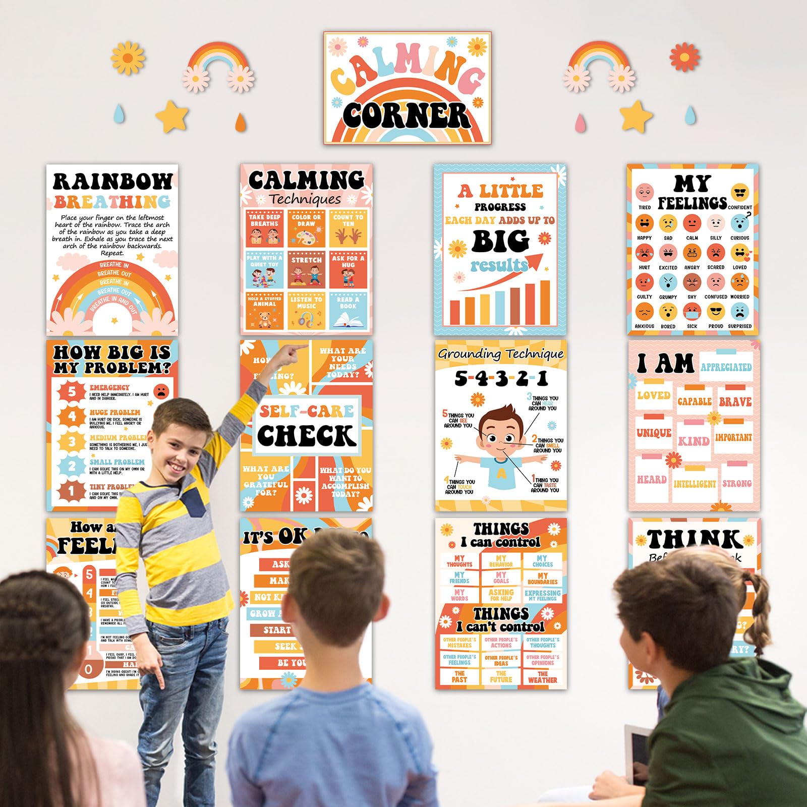 Classroom Decor 19 Piece Boho Calm Down Corner Posters Set - Classroom ...