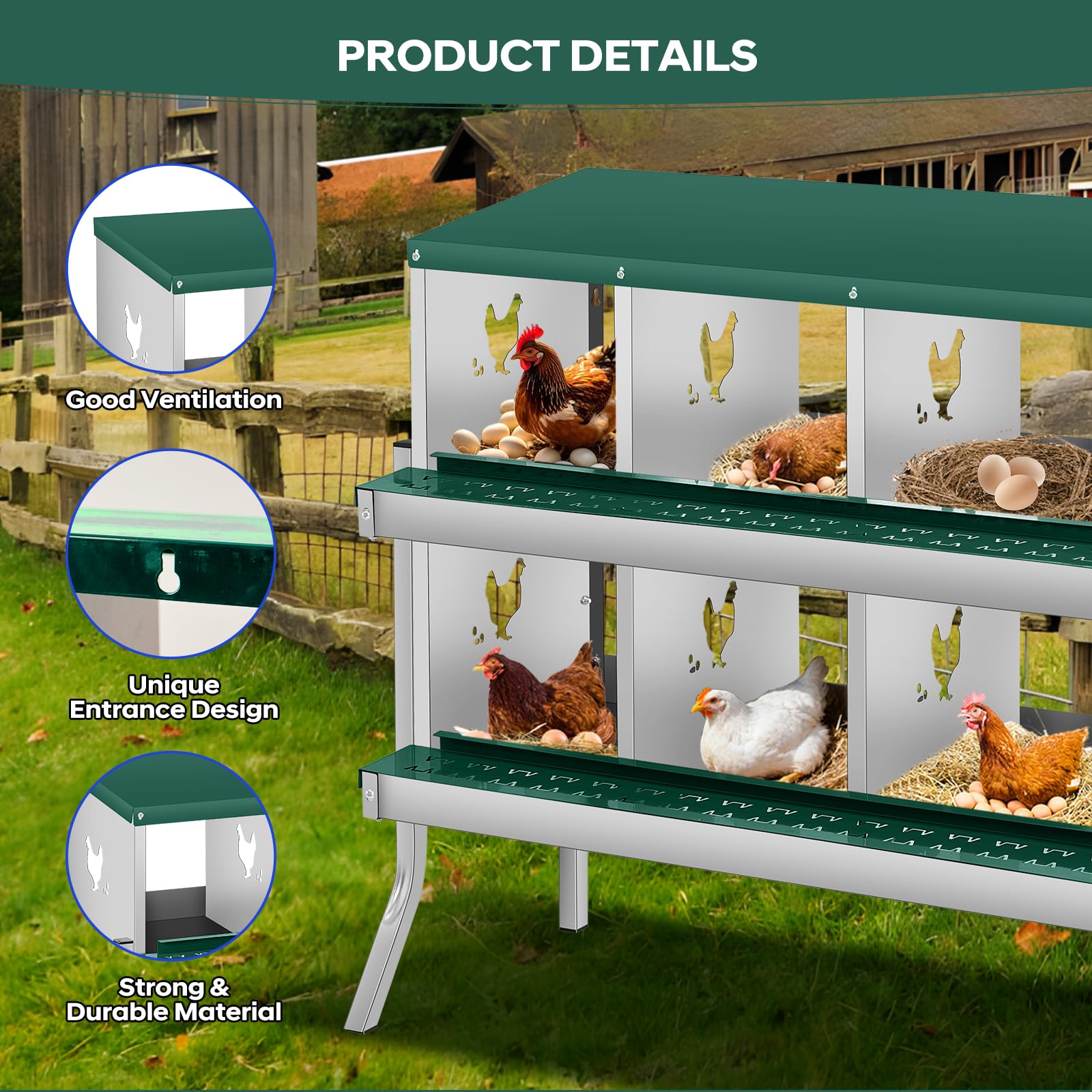 Snapklik.com : GarveeTech 10 Compartments Chicken Nesting Boxes For ...