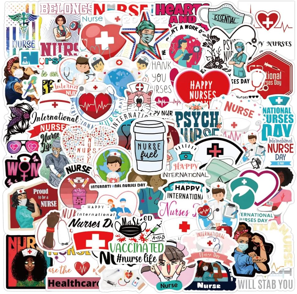 Amazon.com: 50pcs Healthcare Stickers for Water Bottles, Cute Nurses ...