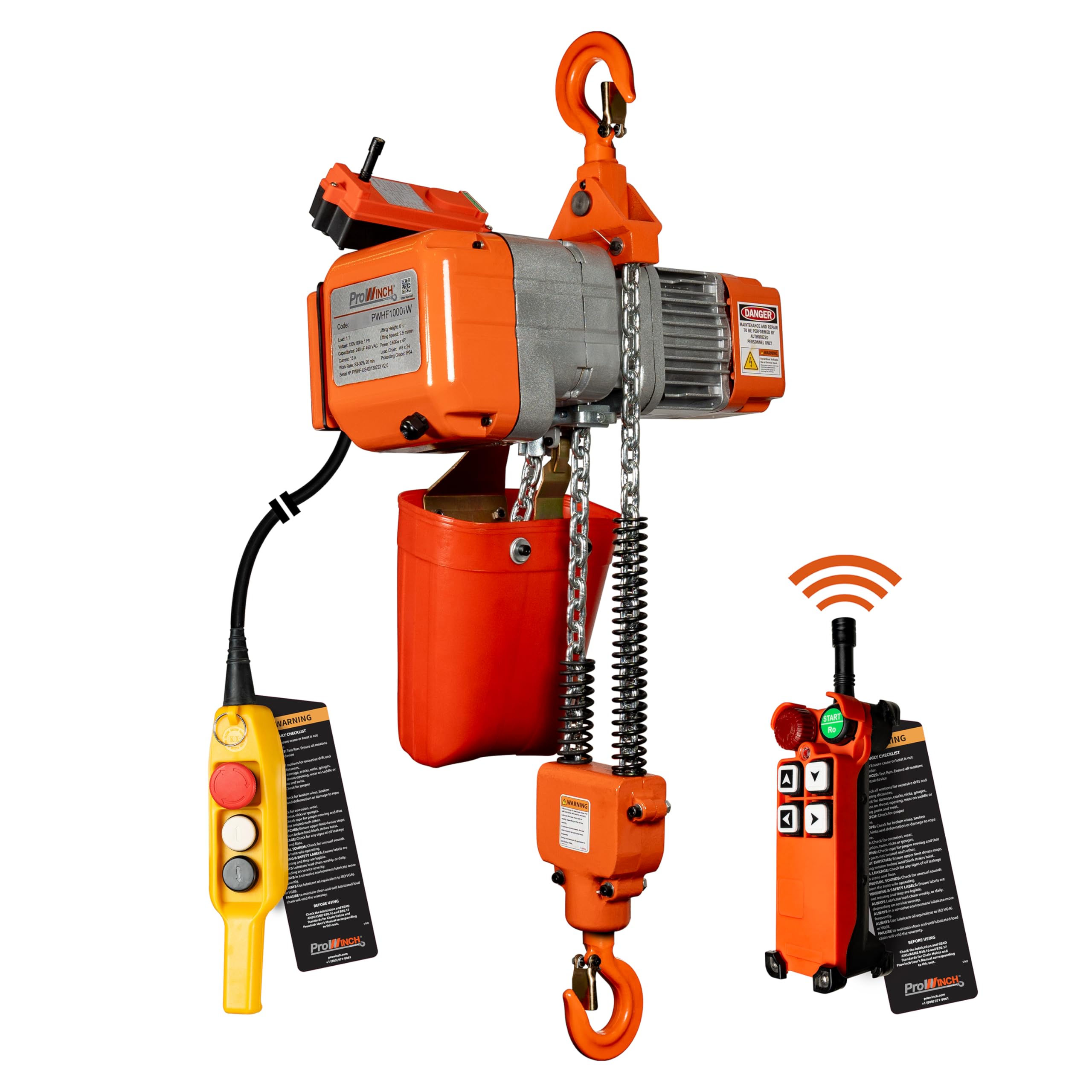 Buy Prowinch 1 Ton Electric Chain Hoist with Wireless Remote Control ...