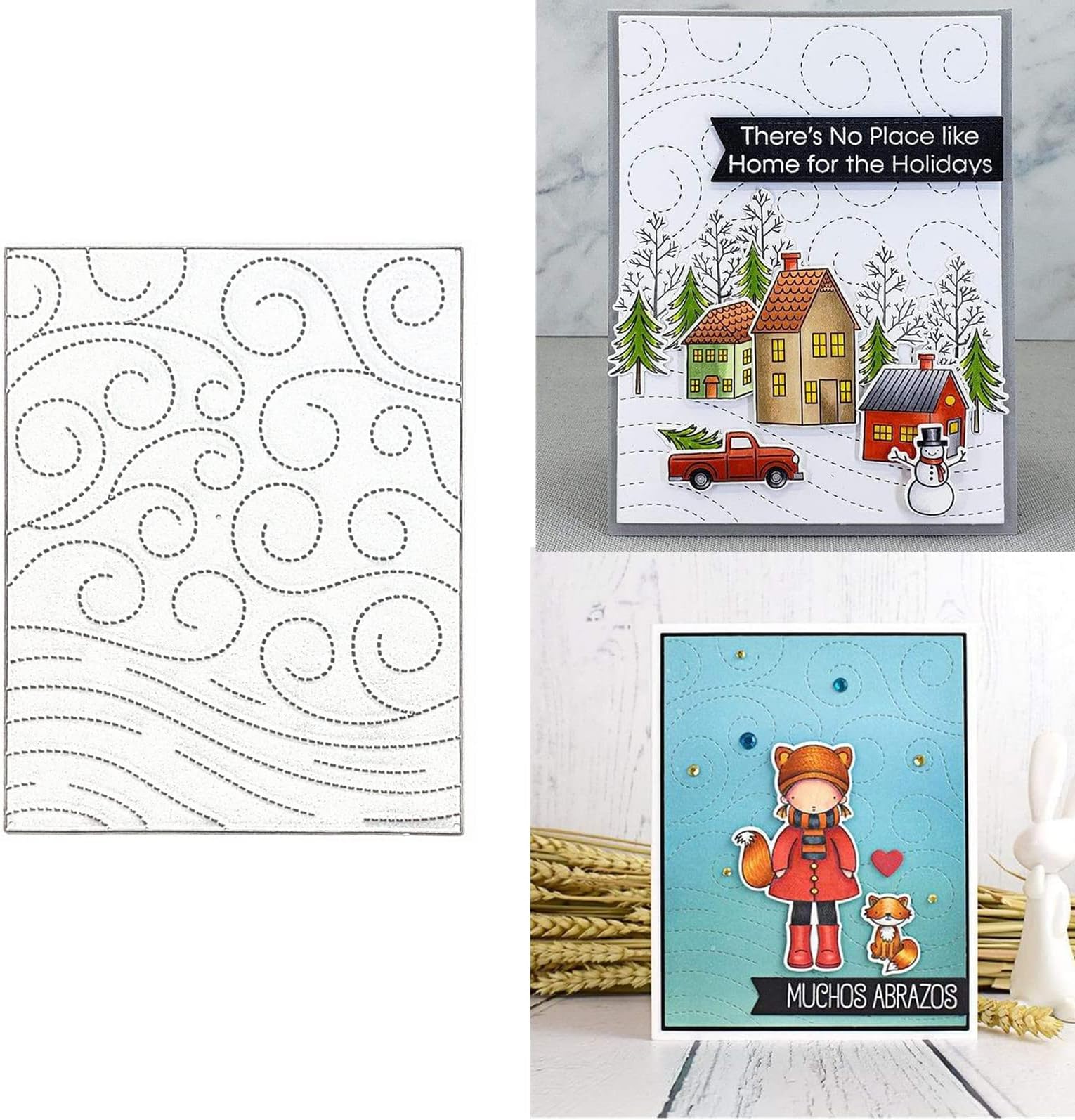 Amazon.com : Swirls Panel Rectangle Frame Metal Die Cuts, Snow Swirls ...