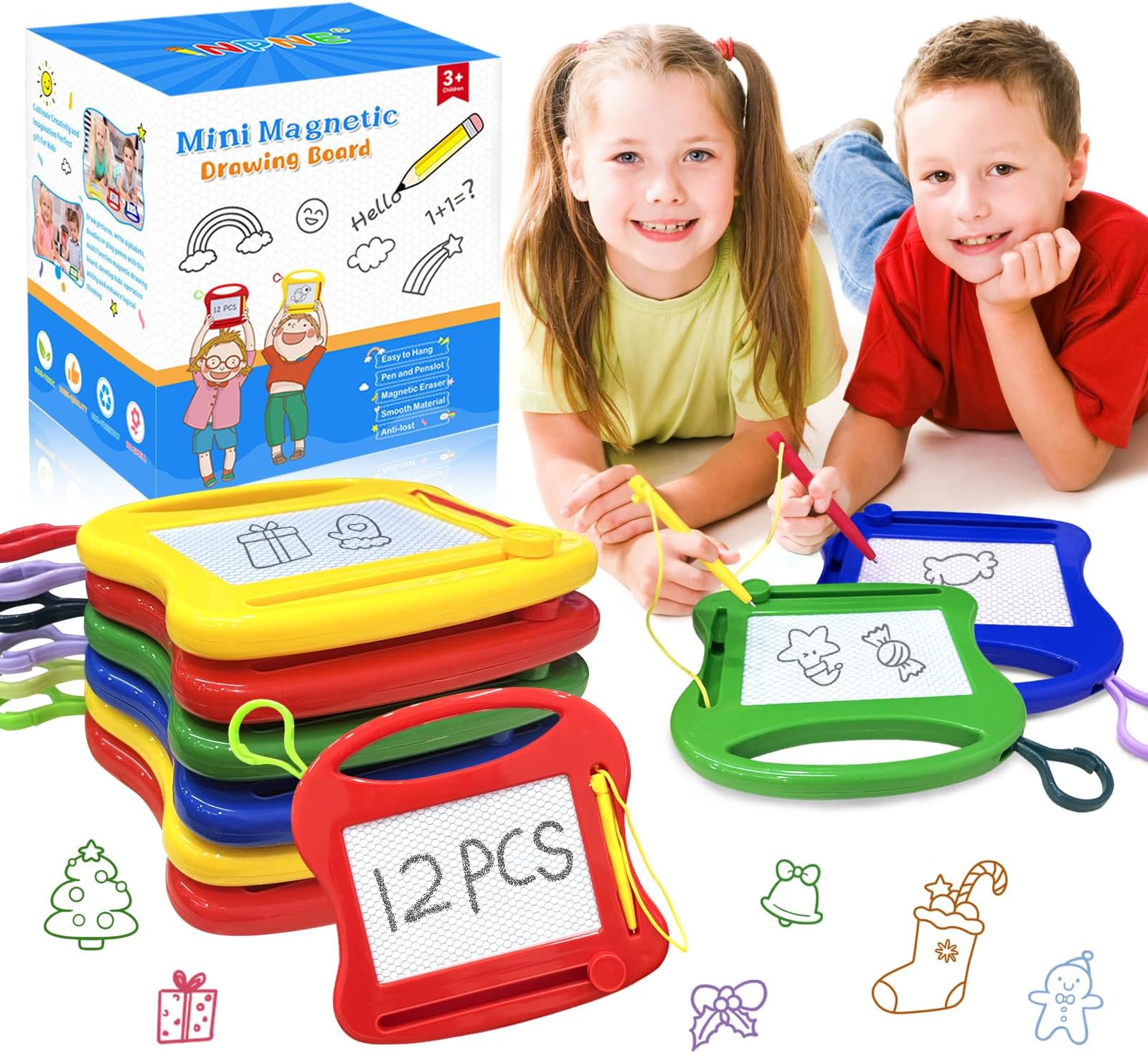 Amazon.com: 12 Pieces Mini Magnetic Drawing Board Erasable Doodle Board ...