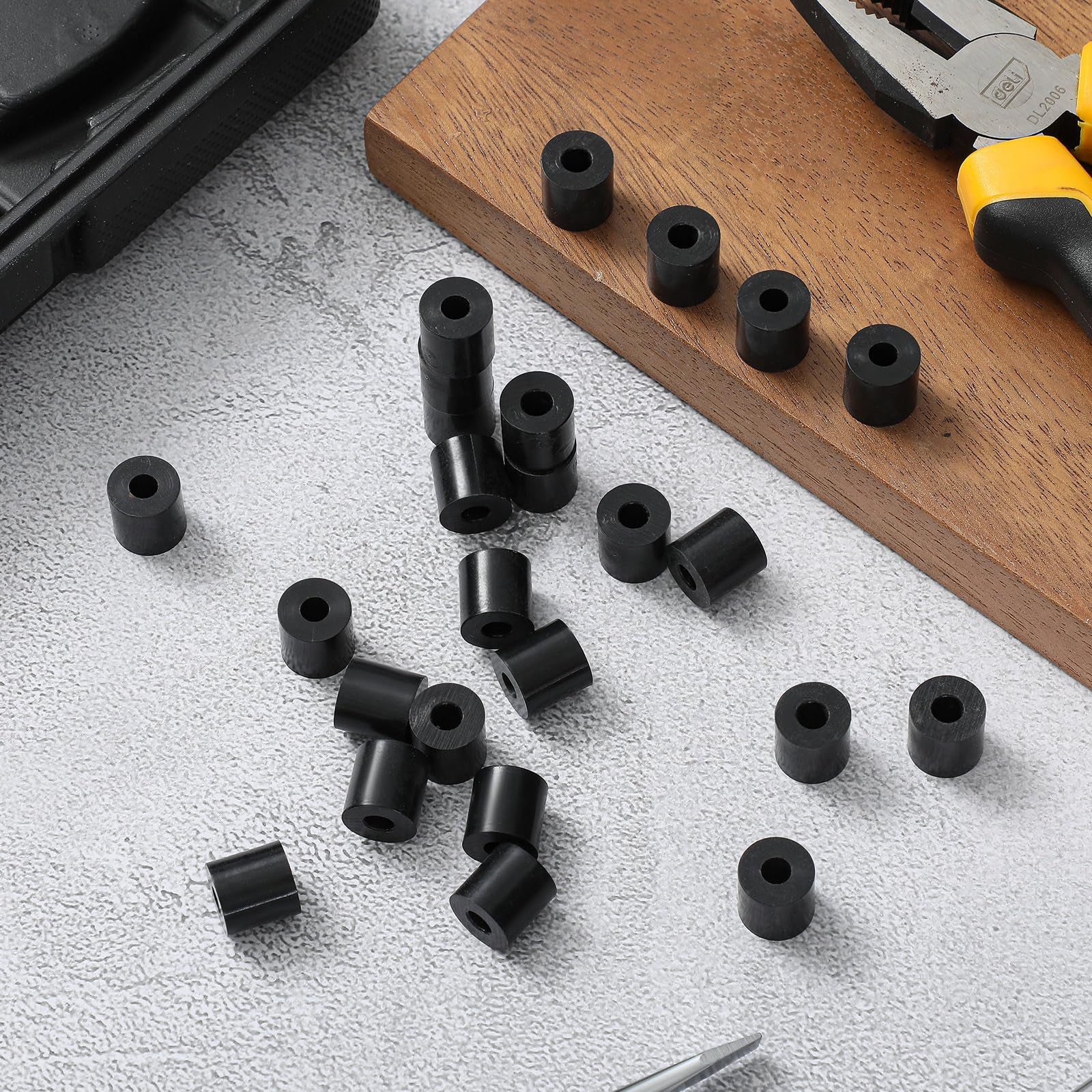 Snapklik.com : 300 Pcs Black Nylon Spacers 1/2 Thick, 1/2 OD 0.194 ID ...