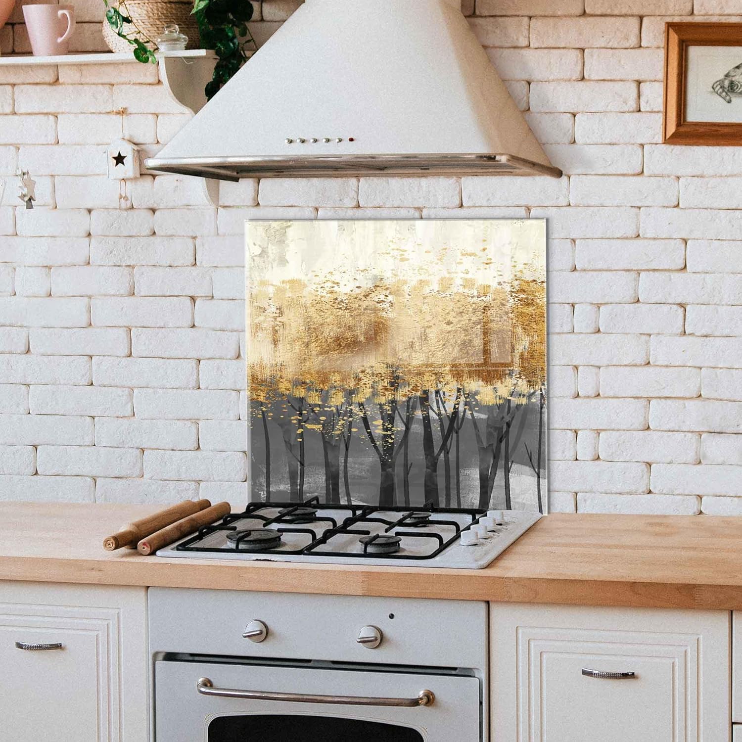 Amazon.com: Tempered Glass Kitchen Backsplash, Stove Back Cover, Stove ...