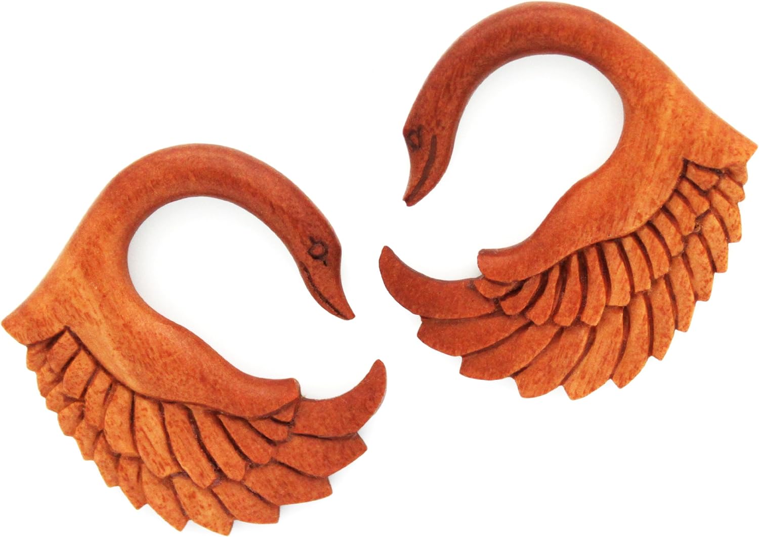 Amazon.com: 2g 6.5MM Organic Sabo Wood Hanging Swan Wings Ear Gauge ...