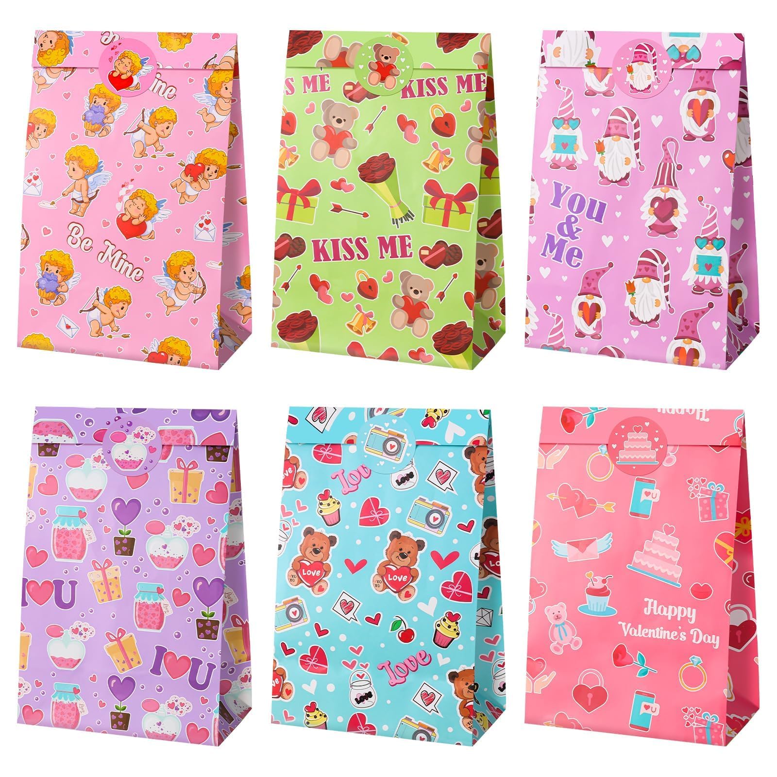 Amazon.com: YOOIPI 48 Pcs Valentines Paper Gift Bags with 48 Pcs ...