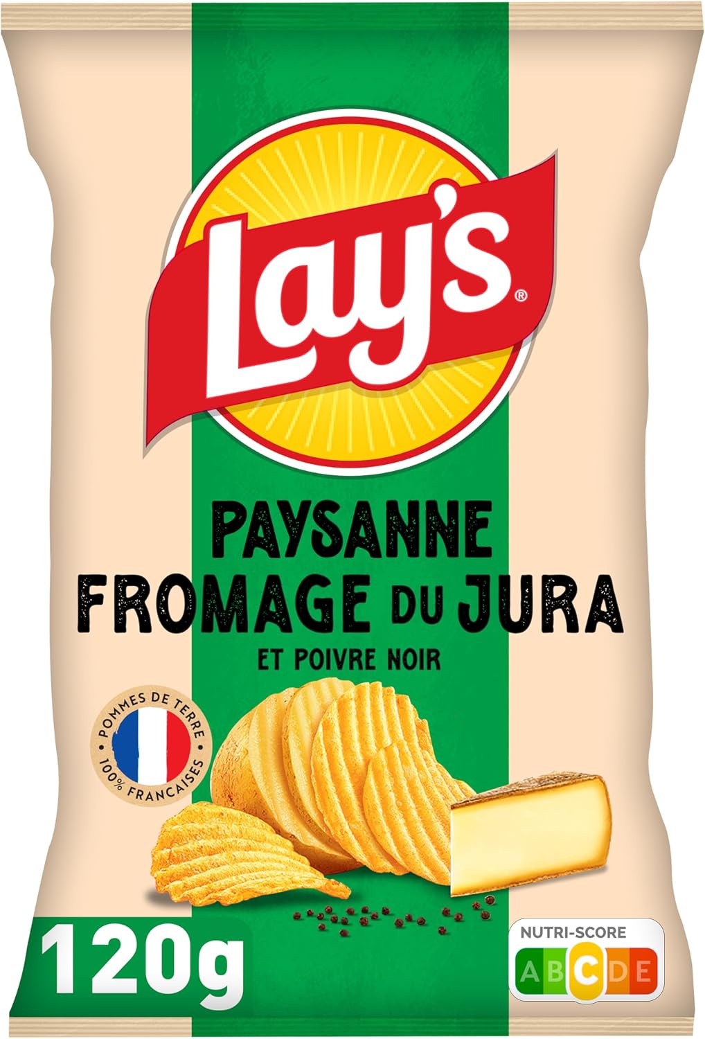 LAY'S Chips Paysanne Saveur Fromage du Jura et Poivre Noir