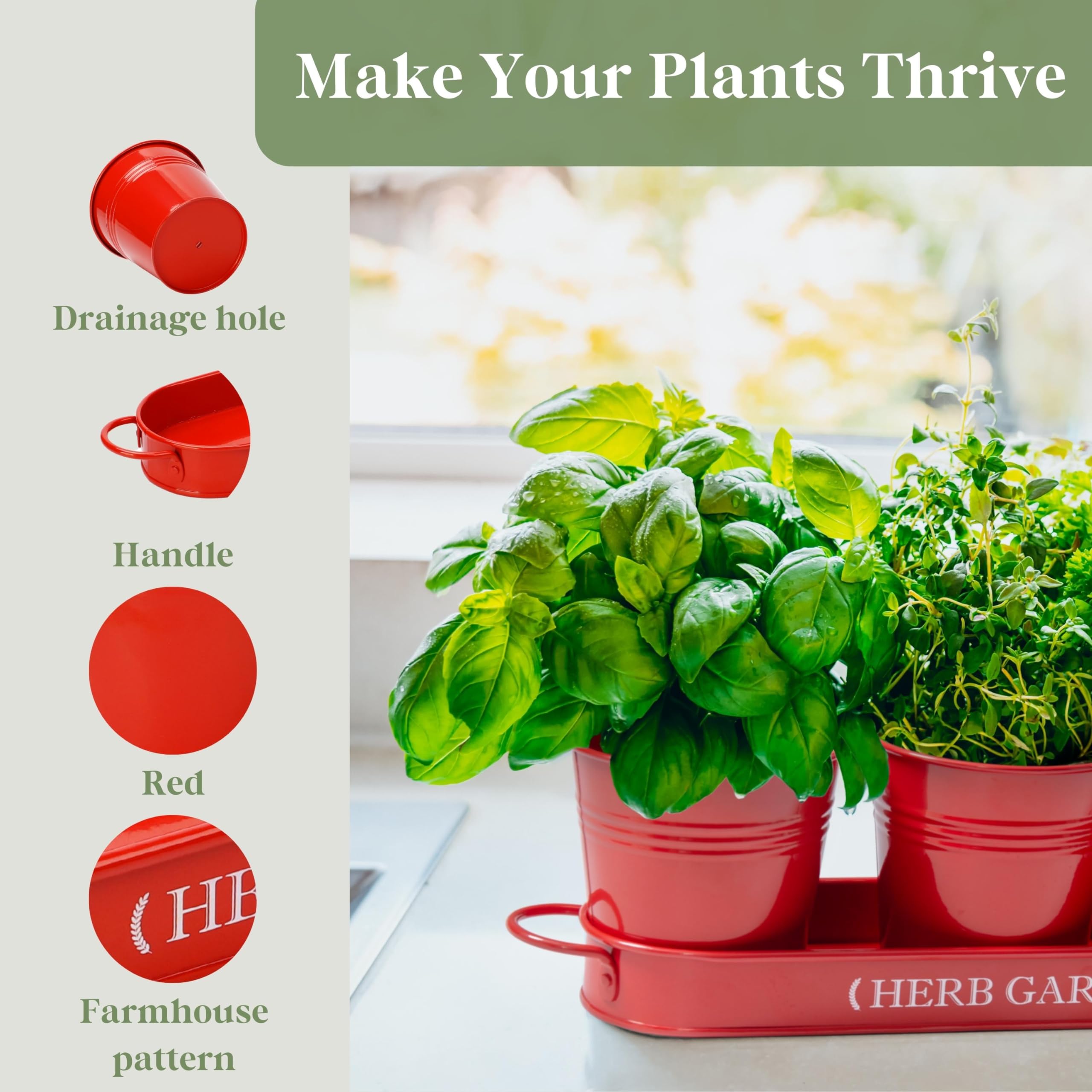 PERFNIQUE Indoor Herb Garden, Herb Garden Planter for Indoor/Outdoor ...