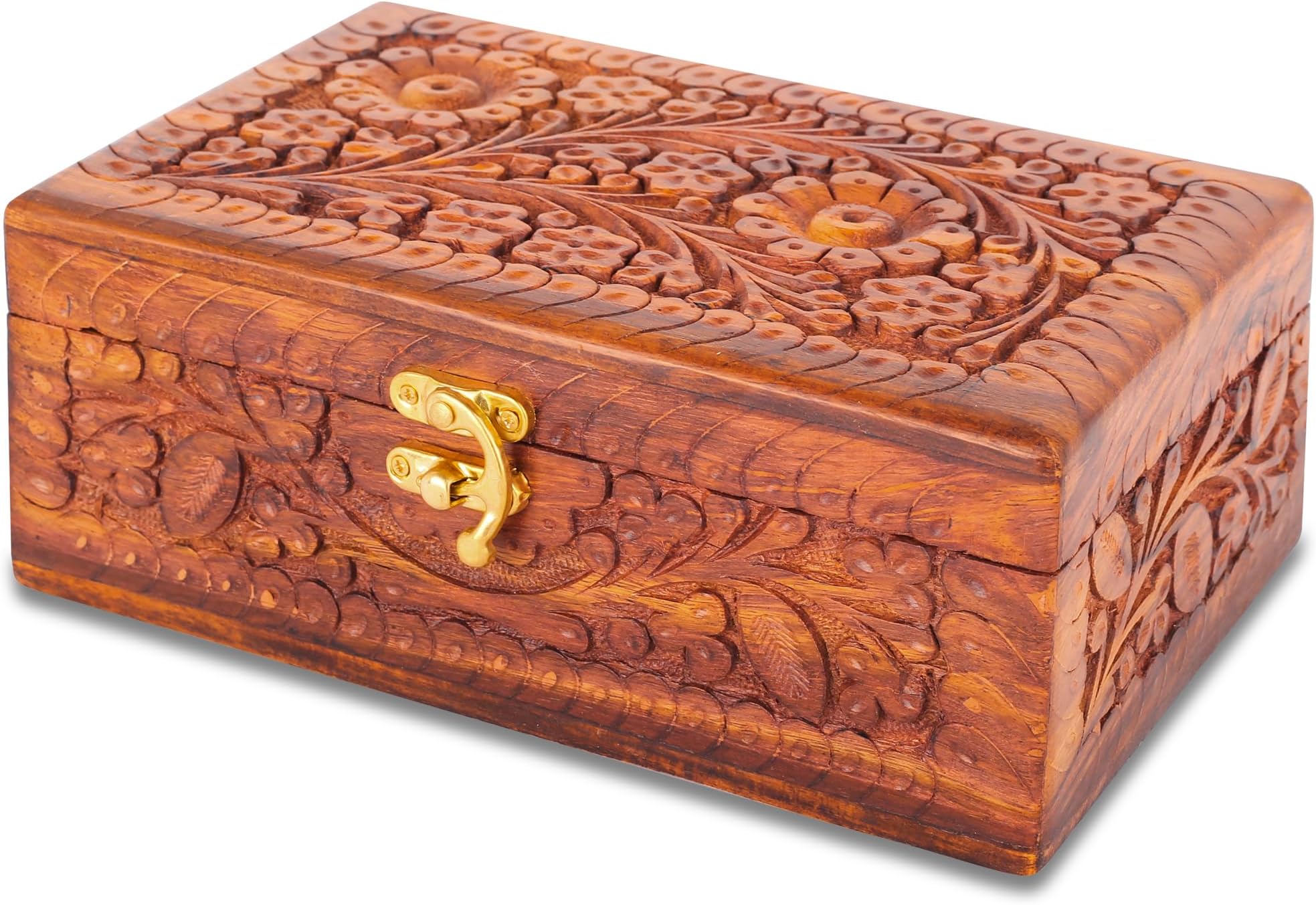 Amazon.com: ITOS365 Handmade Wooden Keepsake Storage Case Jewelry Box ...