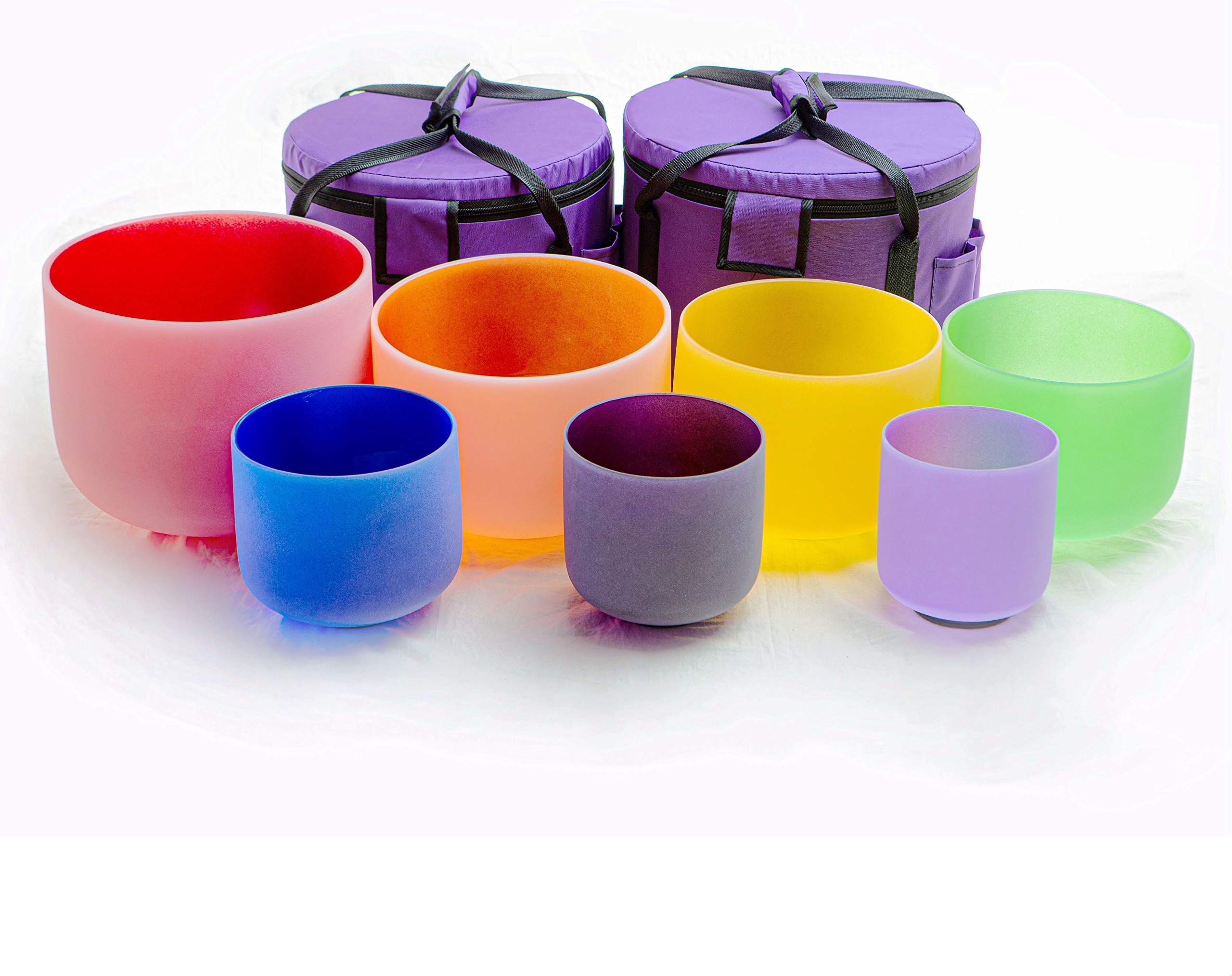 Amazon.com: 432HZ 6''-12'' Set of 7 Colored Crystal Singing Bowl Sound ...