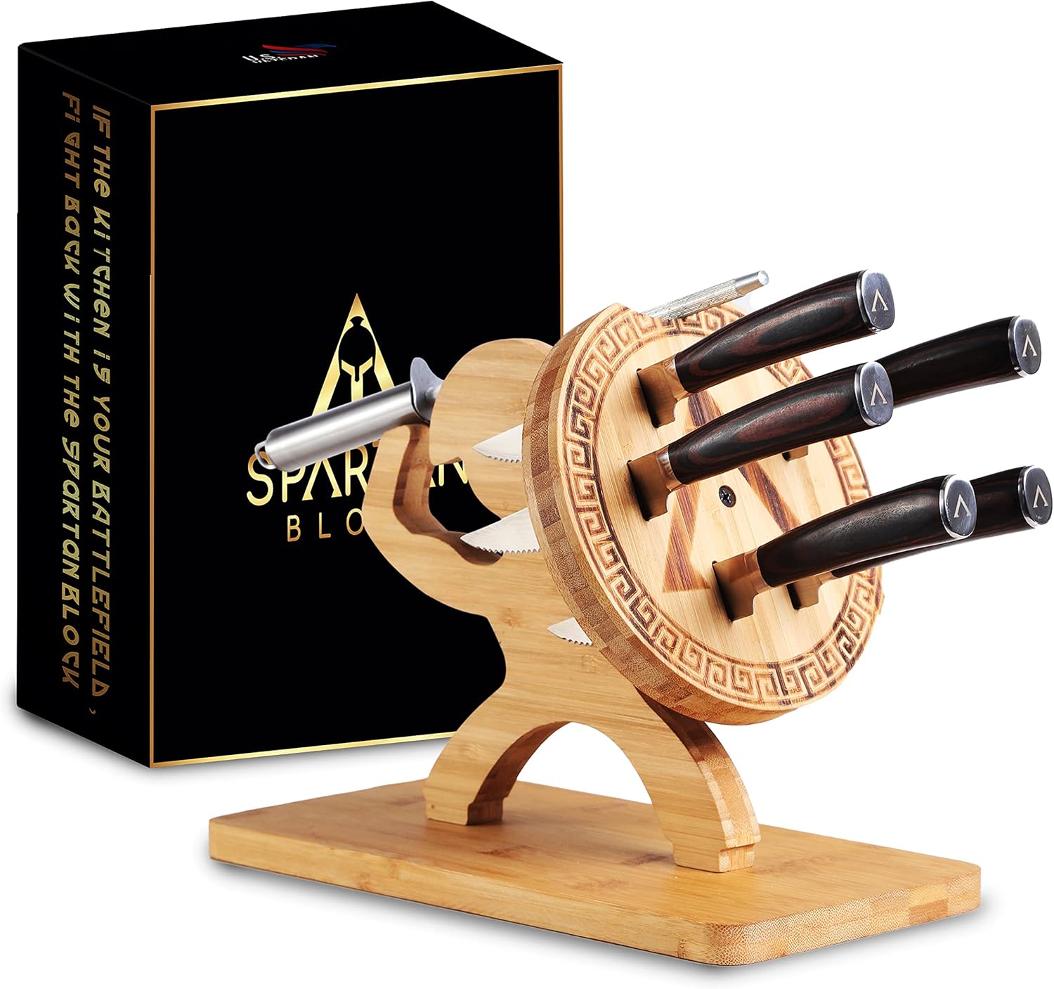 Spartan Messerblock - Komplettes Damastmesserset für Männer - 5 ...