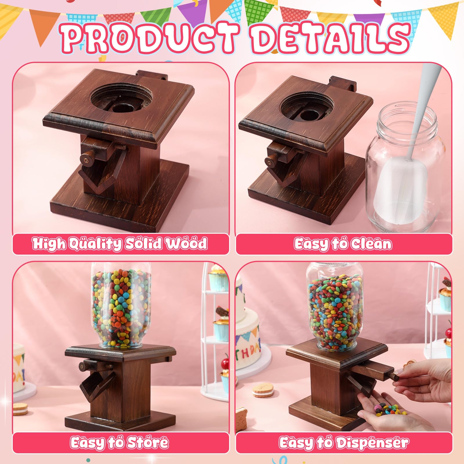 Snapklik.com : 1 Pcs Wooden Candy Dispenser Wood Storage Containers For ...