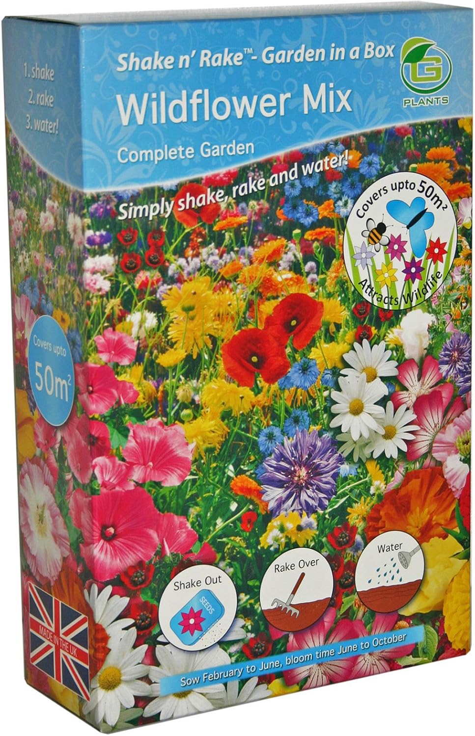 G Plants Shake-N-Rake Large Garden in Box Wildflower Mixture – Multi ...