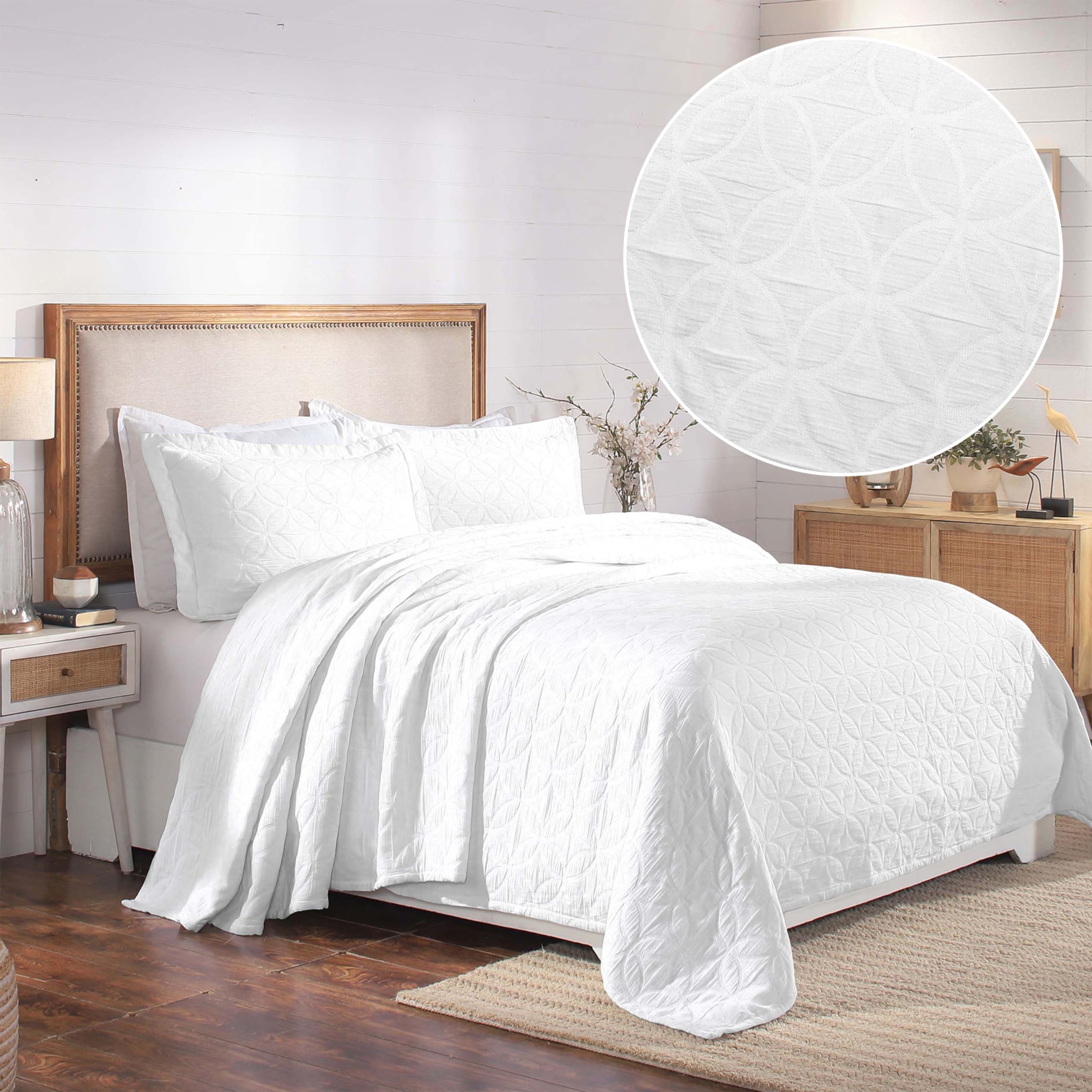 Amazon.com: Superior Cotton 3-Piece Bedspread Set, 1 Medium Weight ...