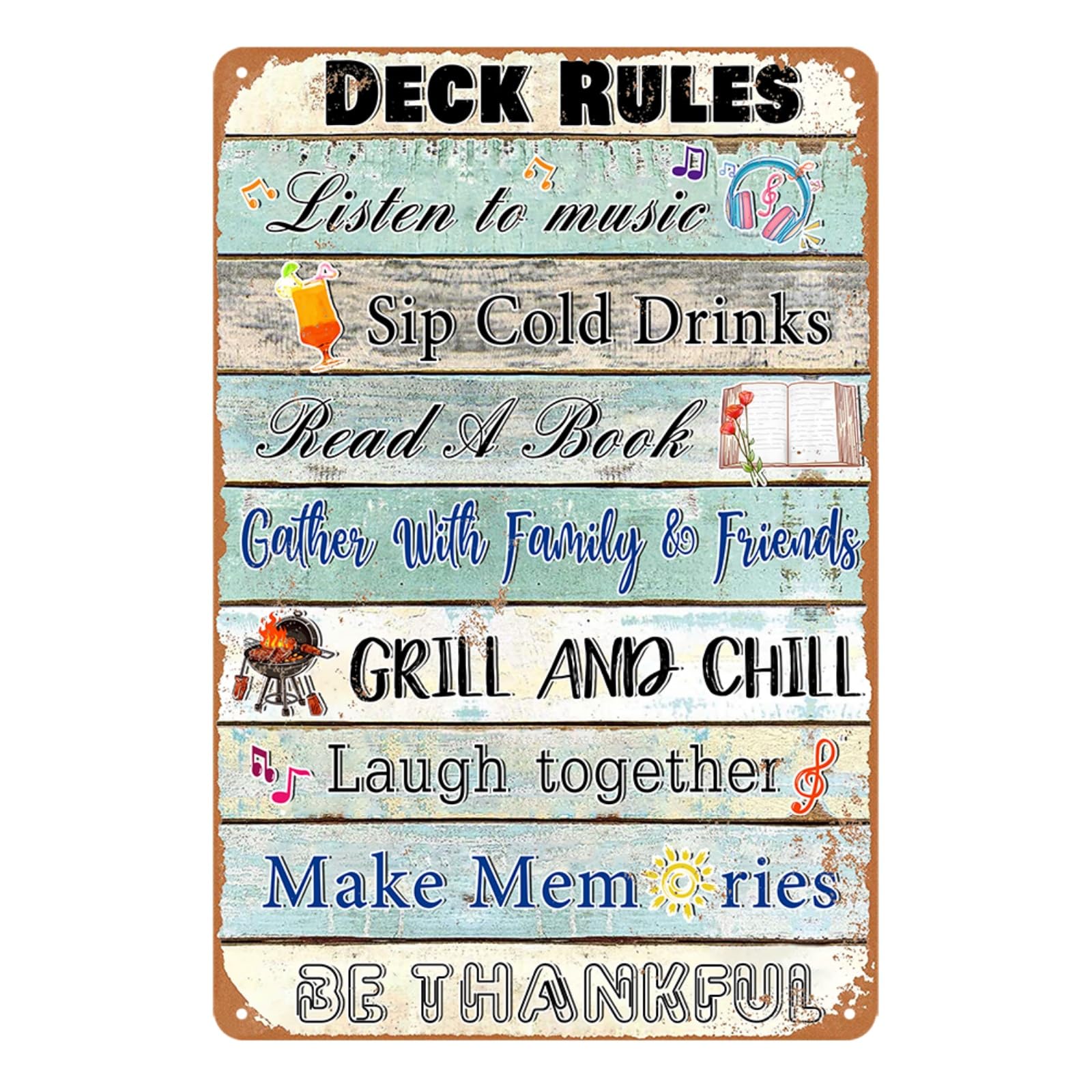 Amazon.com: Deck Rules Sign Outdoor Yard Deck Accessories Decor Camping ...